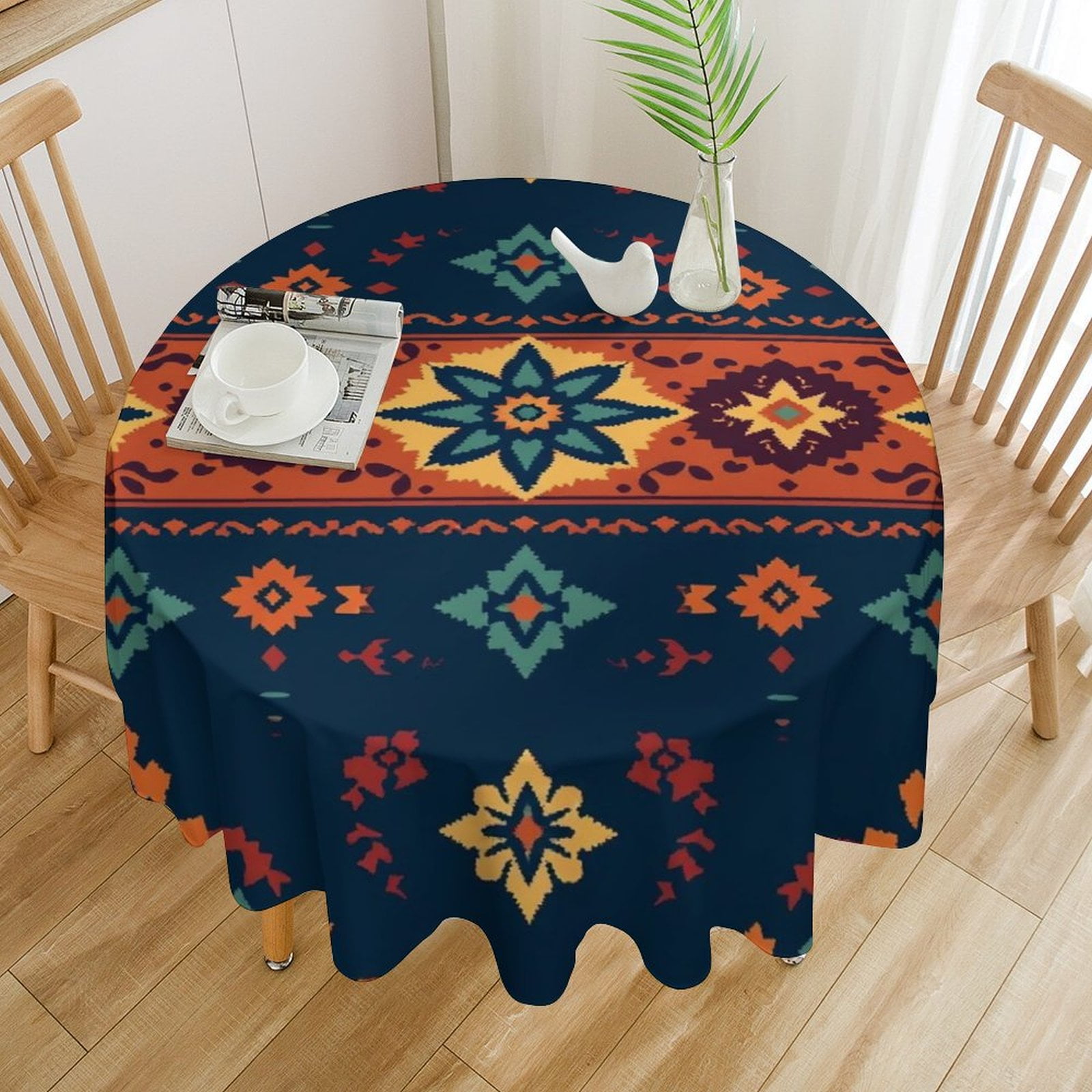 Bohemian Pattern Round Polyester Tablelcoth Circular Table Cover,Multi ...