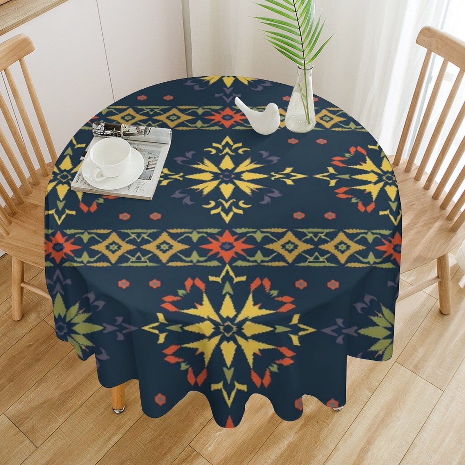 Bohemian Pattern Round Polyester Tablelcoth Circular Table Cover,Multi ...