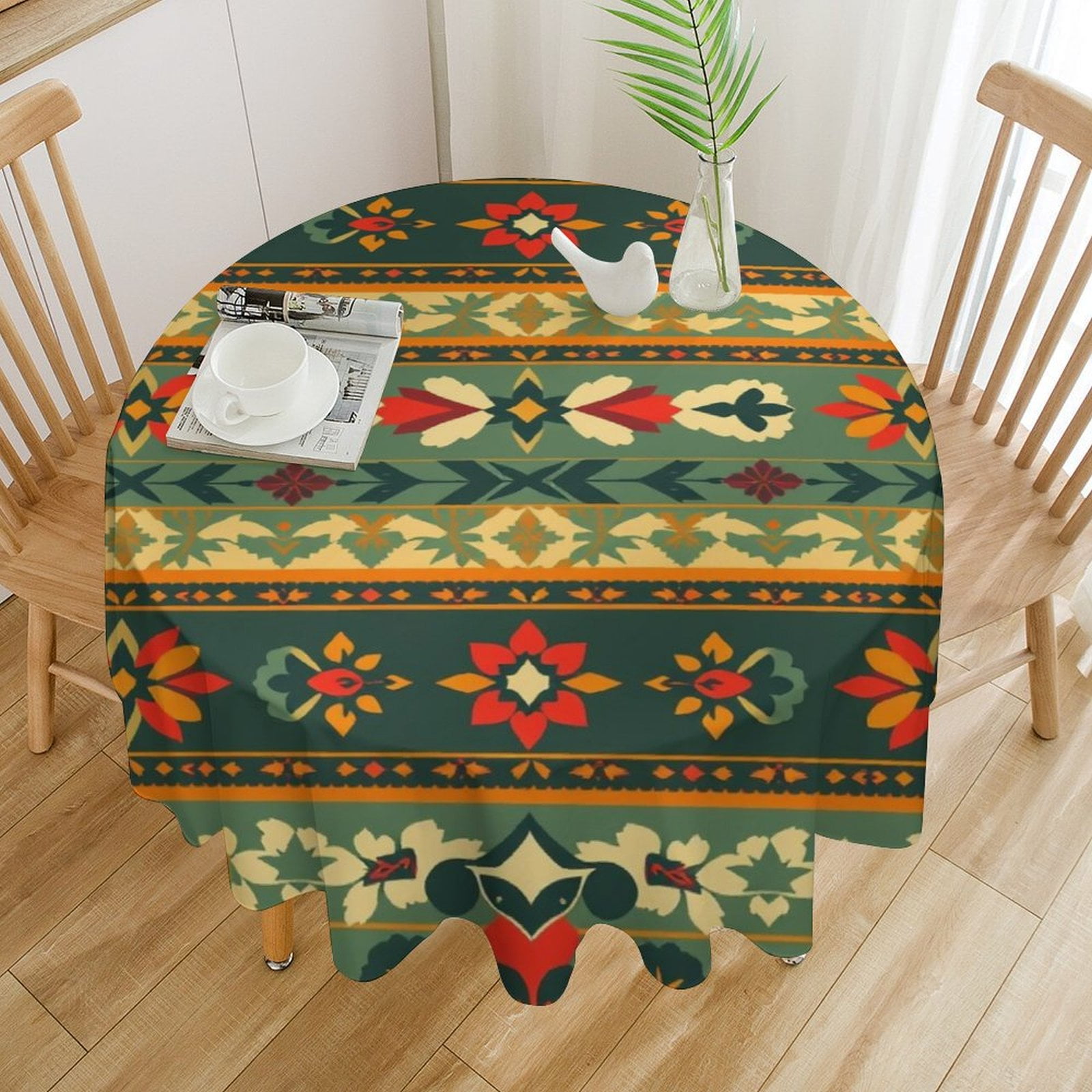 Bohemian Pattern Round Polyester Tablelcoth Circular Table Cover,Multi ...
