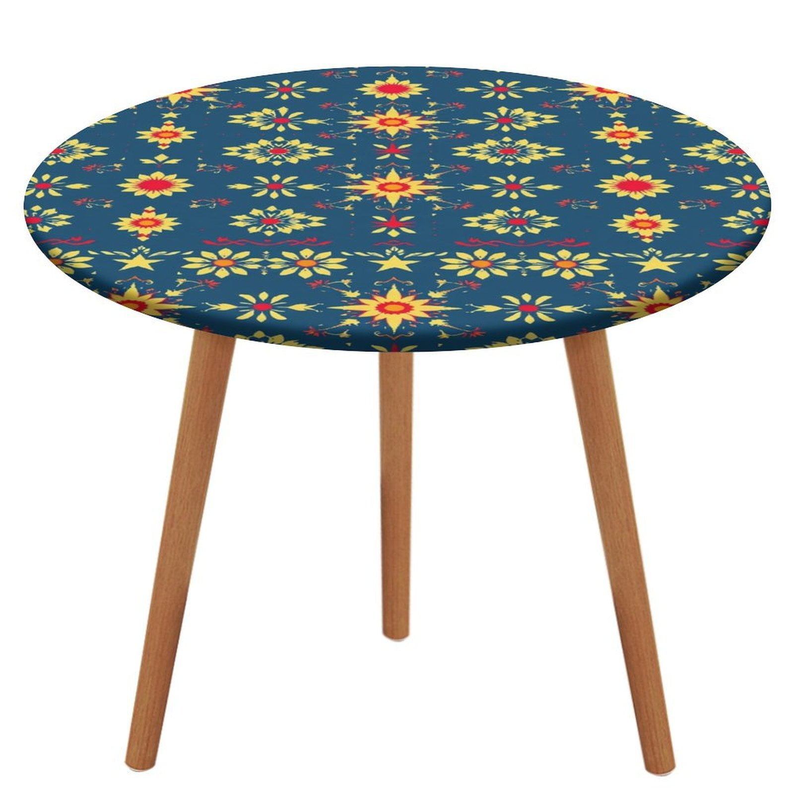 Bohemian Pattern Round Tablecloth Waterproof Elastic Fitted Table ...