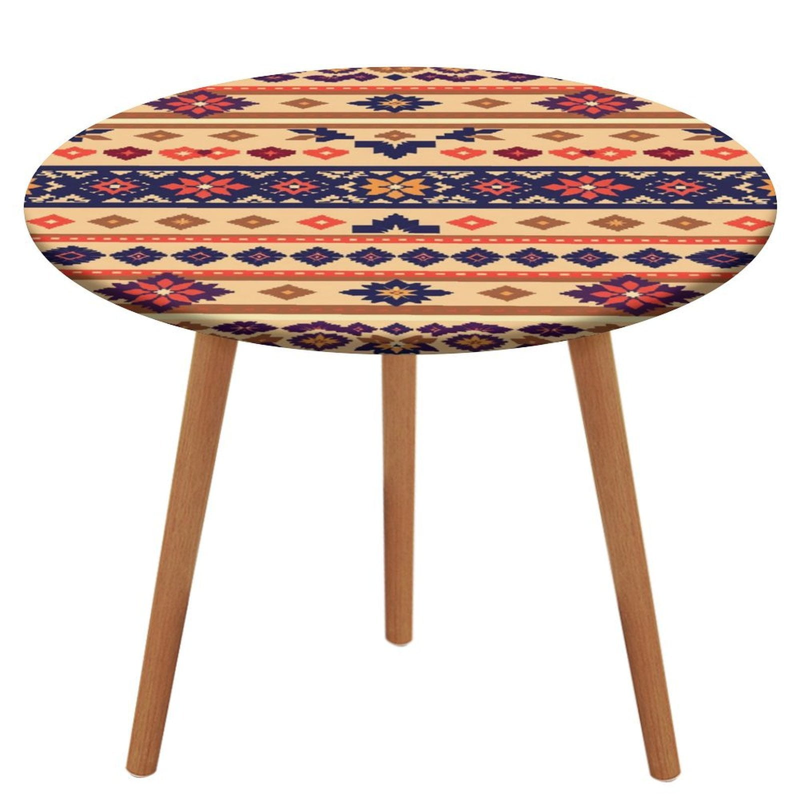 Bohemian Pattern Round Tablecloth Waterproof Elastic Fitted Table ...