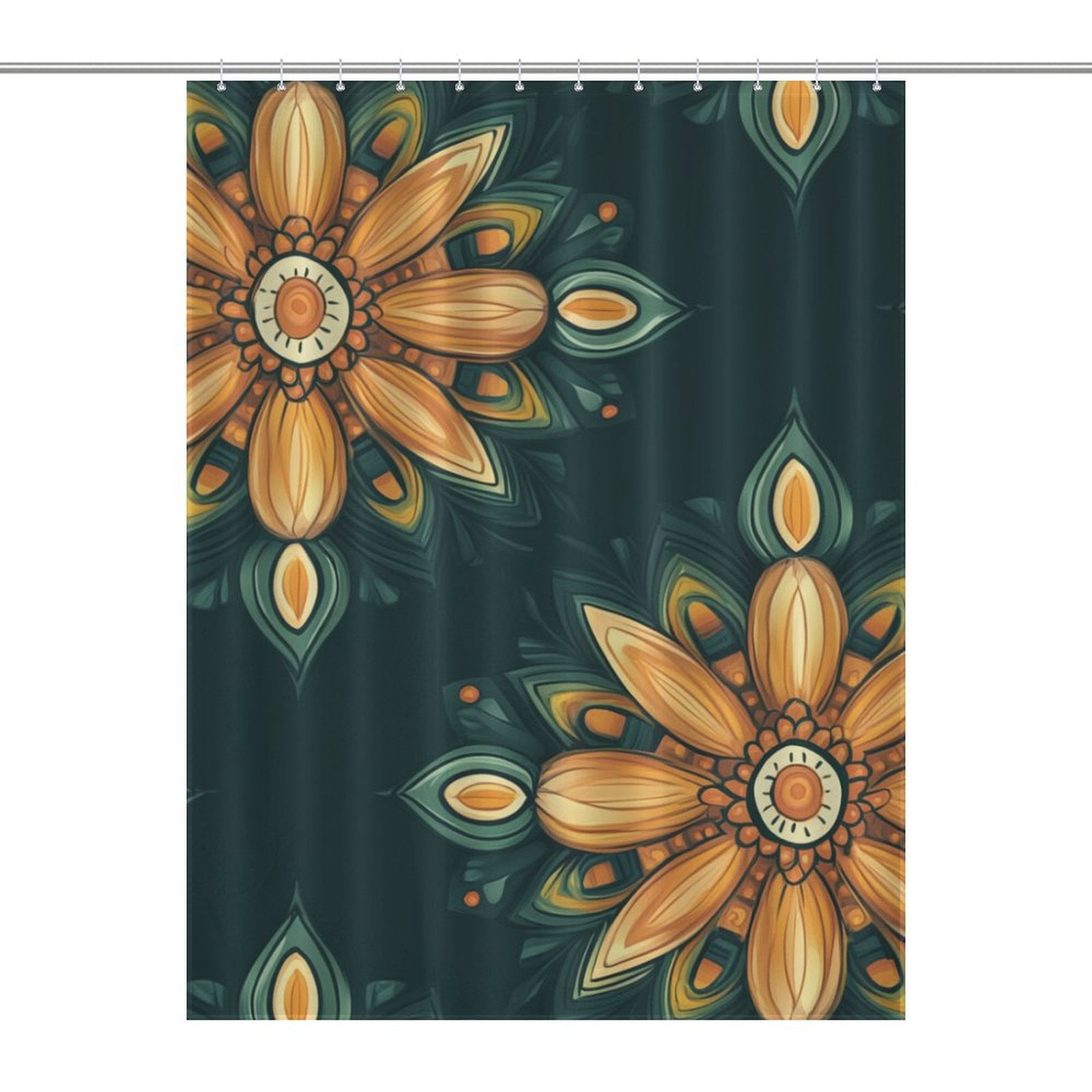 Bohemian Pattern Shower Curtains - Bath Shower Curtain Set with 12 ...