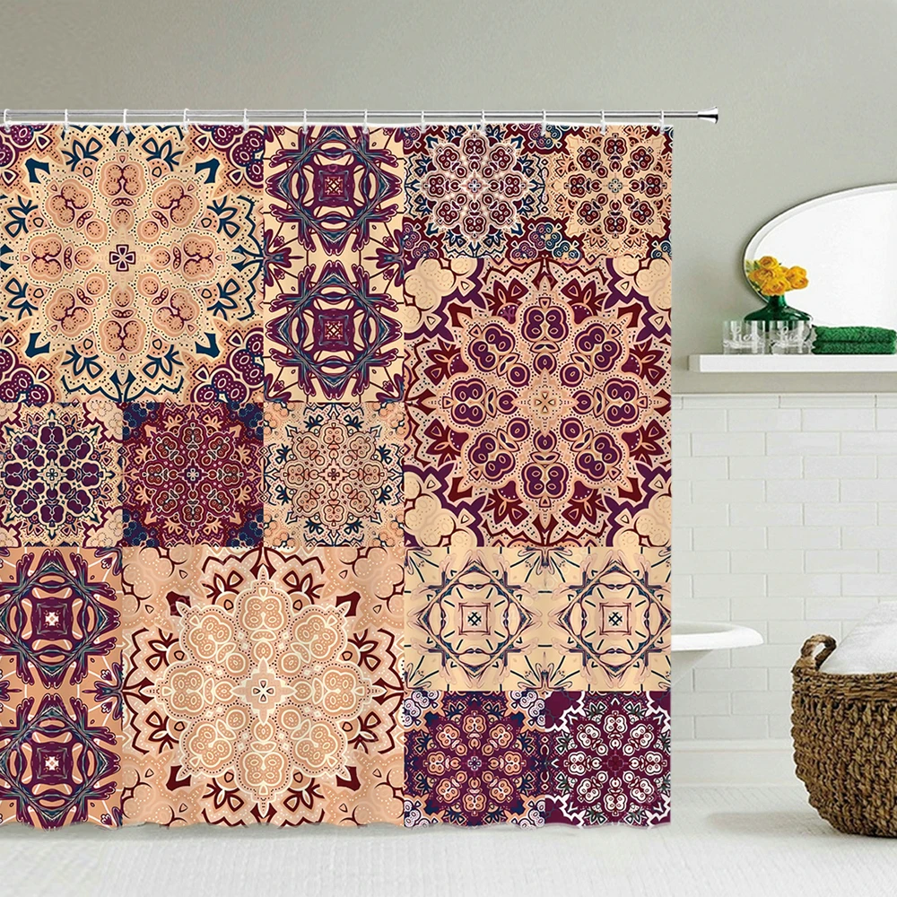 Bohemian Pattern Shower Curtains Waterproof Bath Screen Curtain for ...