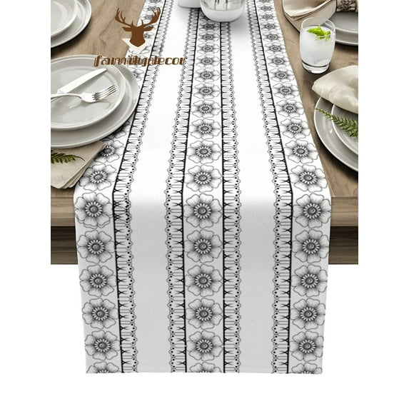 Bohemian Pattern Simple Flowers Table Runner Home Wedding Table Flag ...