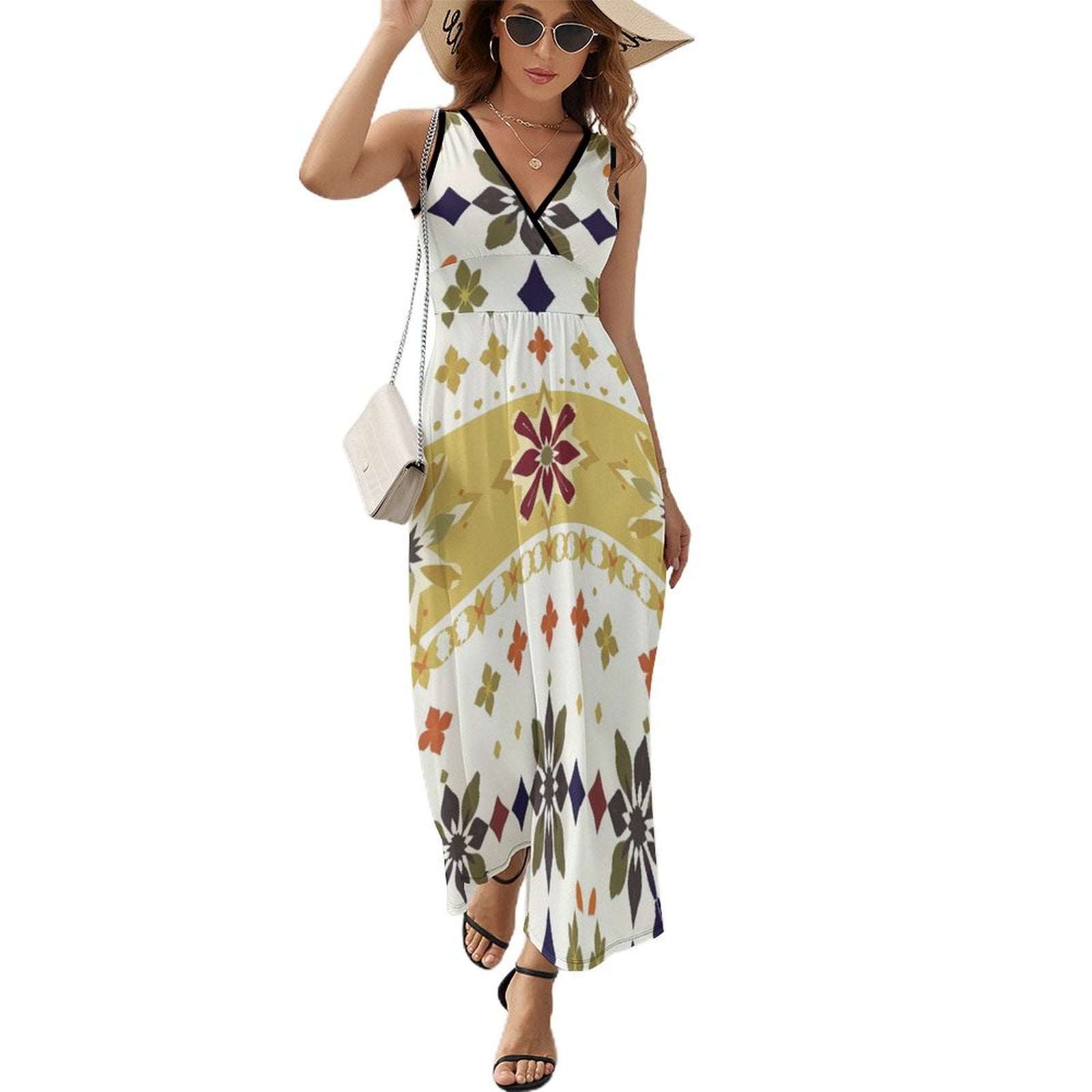 Bohemian Pattern Sleeveless Dress for Women Birthday Clothing Suit ...