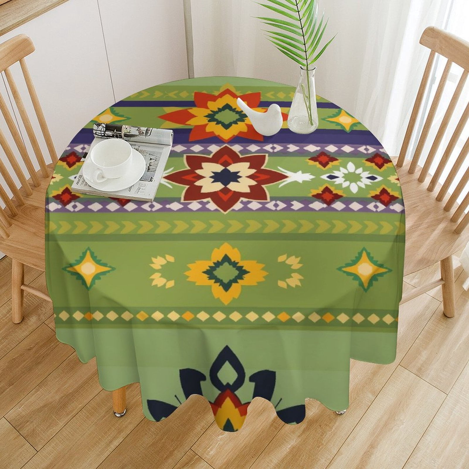 Bohemian Pattern Table Cloth Round PVC Wedding Kitchen Dining Desk ...