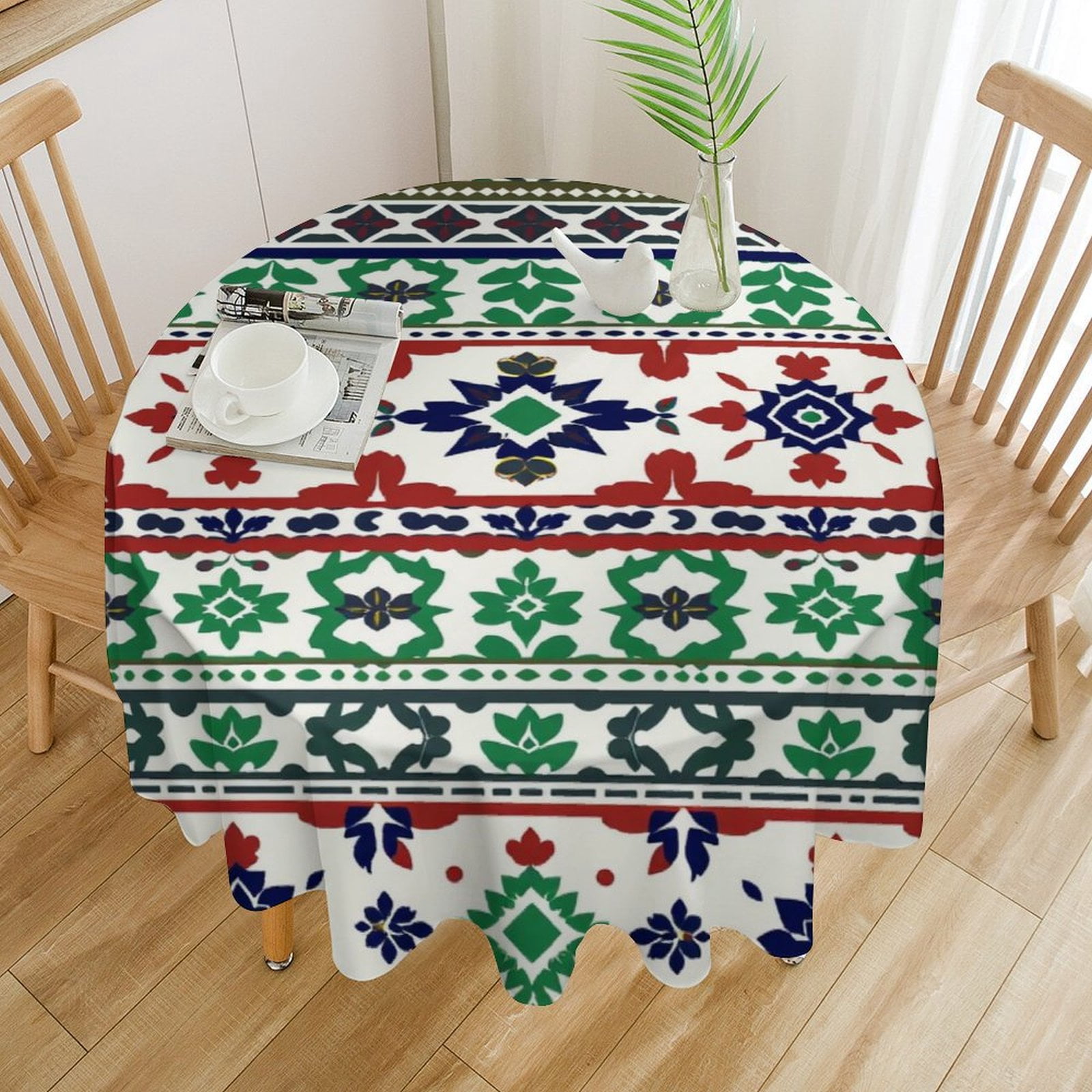 Bohemian Pattern Table Cloth Round PVC Wedding Kitchen Dining Desk ...
