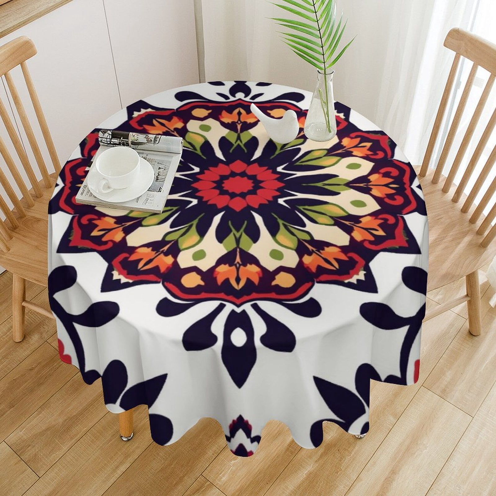 Bohemian Pattern Table Cloth Round PVC Wedding Kitchen Dining Desk ...