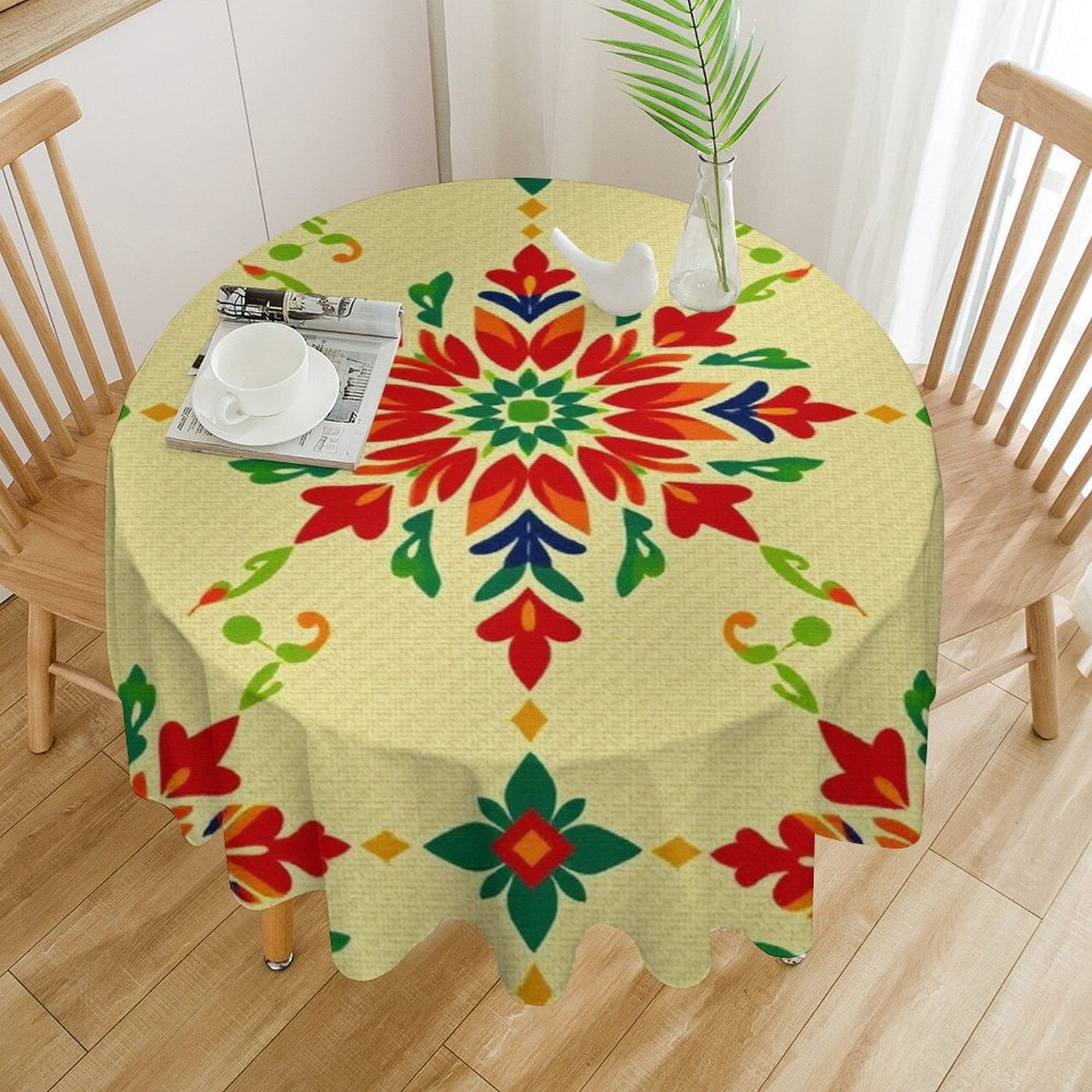 Bohemian Pattern Table Cloth Round PVC Wedding Kitchen Dining Desk ...