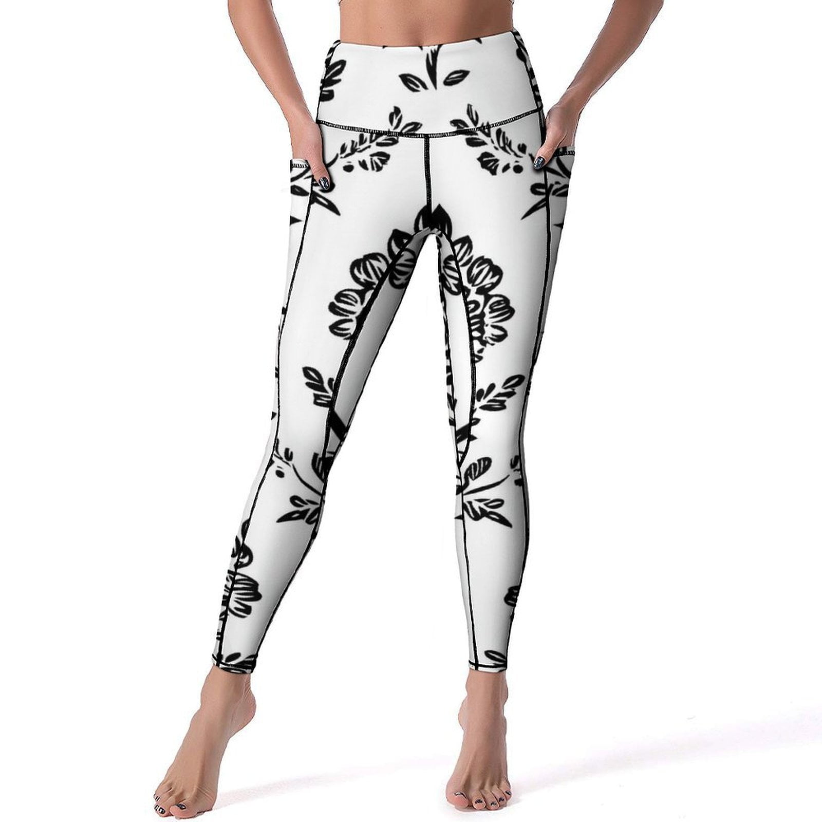 Bohemian Pattern Women's High Waisted Yoga Pants with Pockets, Tummy ...