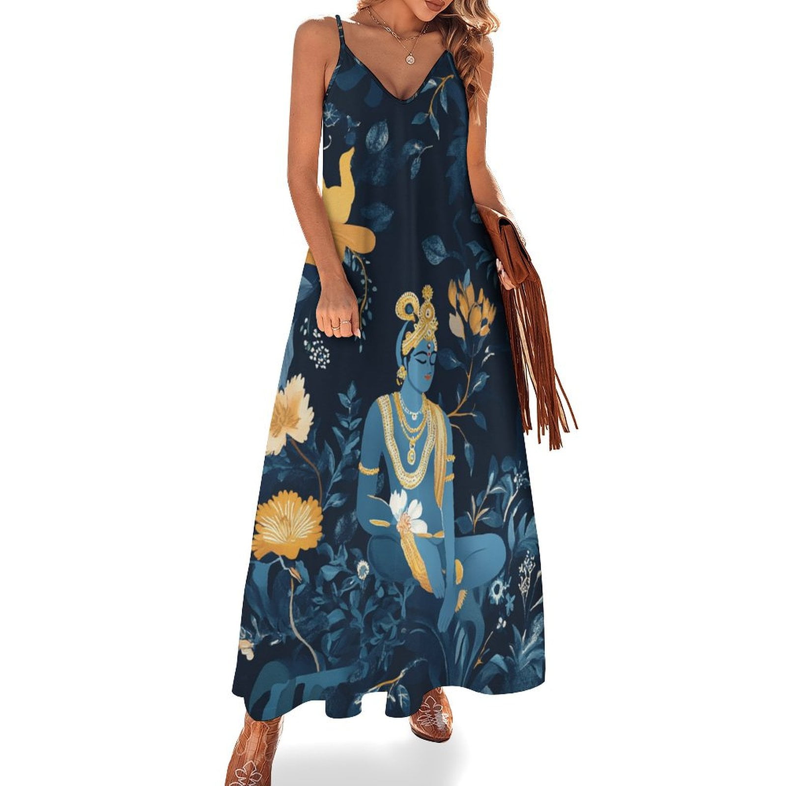 Bohemian Pattern Women's Summer Dresses 2025 Beach Casual Sleeveless ...