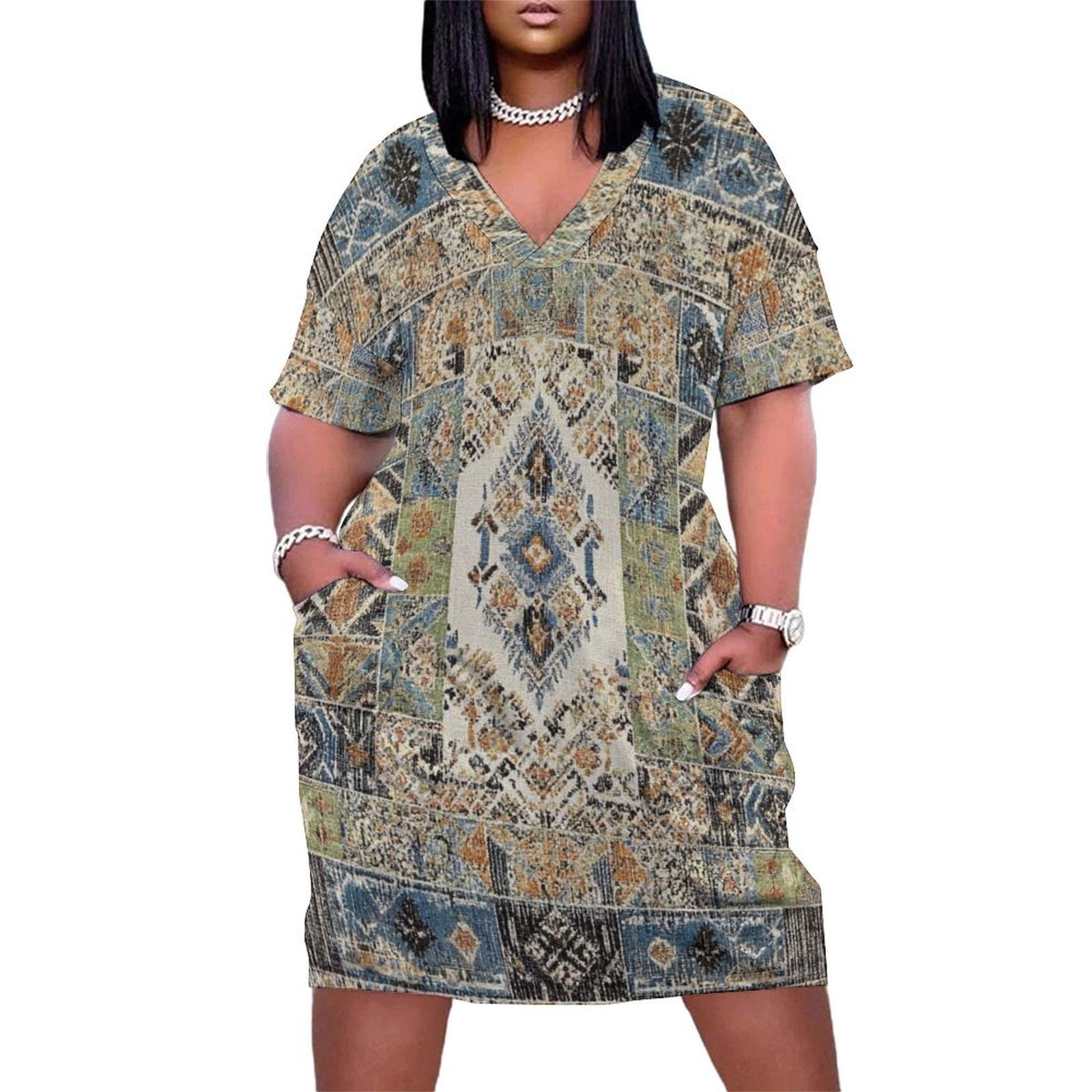 Bohemian Patterned Area Loose Pocket Dress Dresses Summer Summer ...