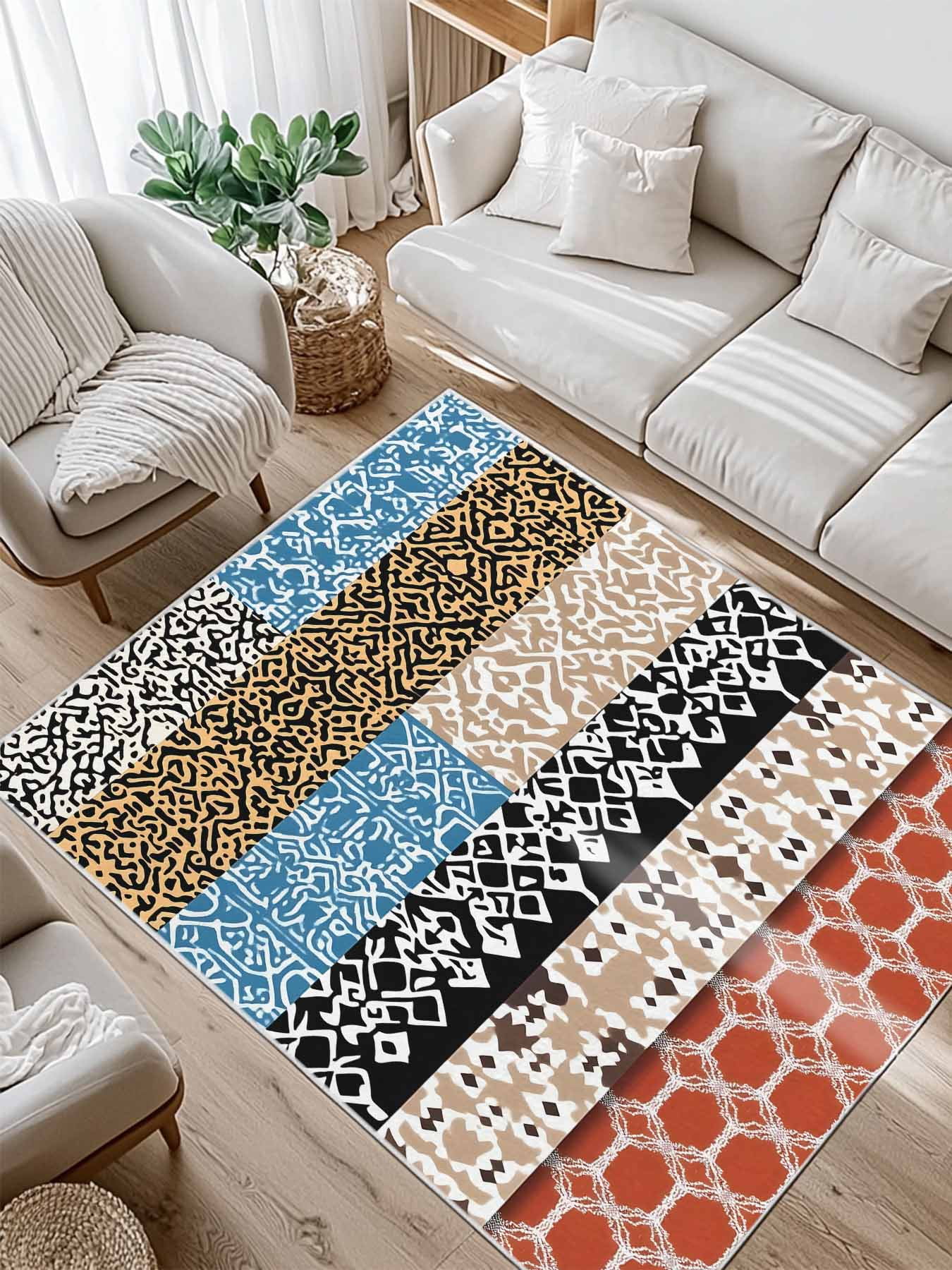 Bohemian Patterns Area Rug for Bedroom 4x6 Ft Colored Seamless ...