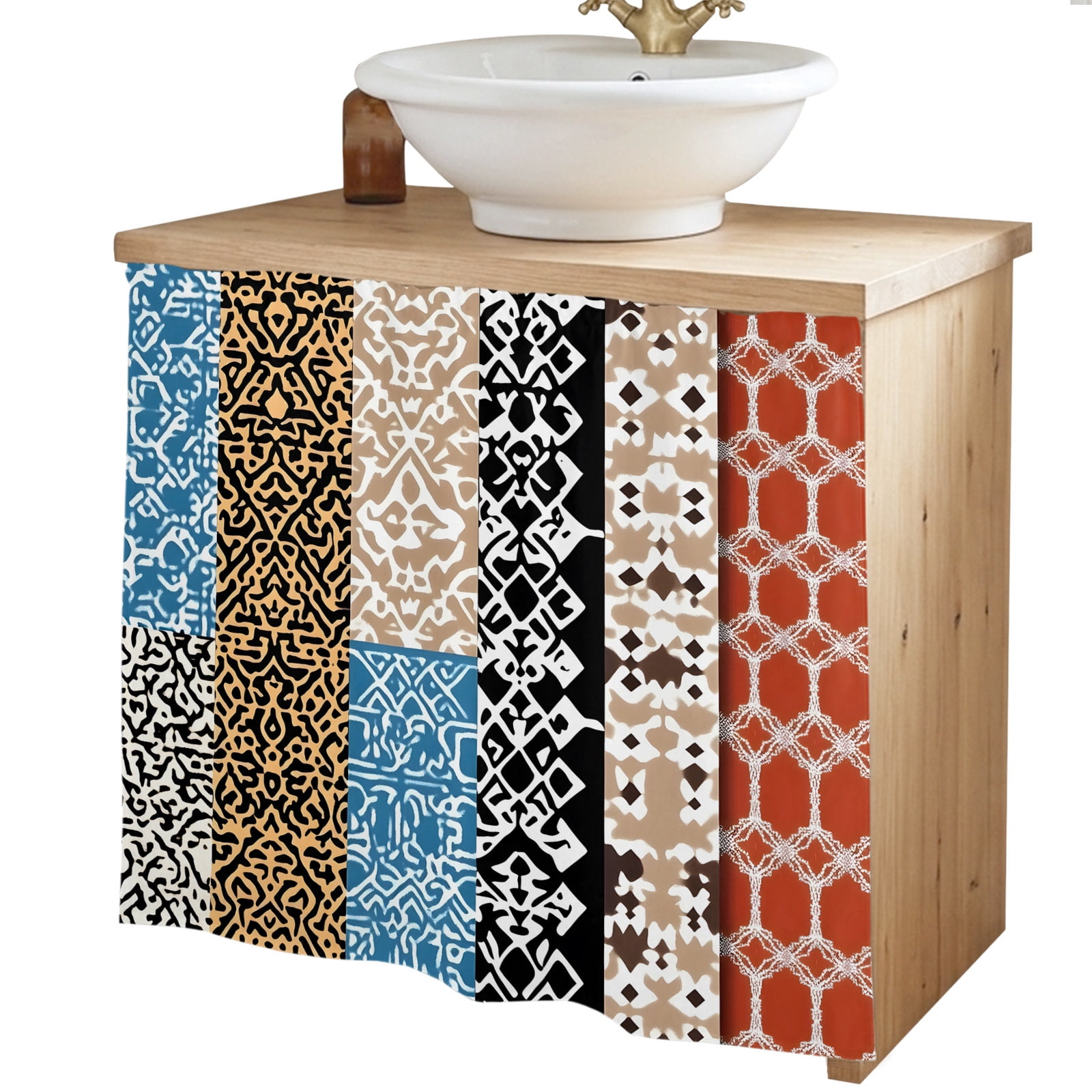 Bohemian Patterns Cabinet Curtains Colored Seamless Stitching Sink ...