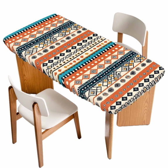 Bohemian Patterns Fitted Rectangle Tablecloth 24" x 50" Orange Seamless ...