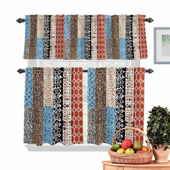 Bohemian Patterns Kitchen Curtains Valances 3 Piece Set, Colored ...
