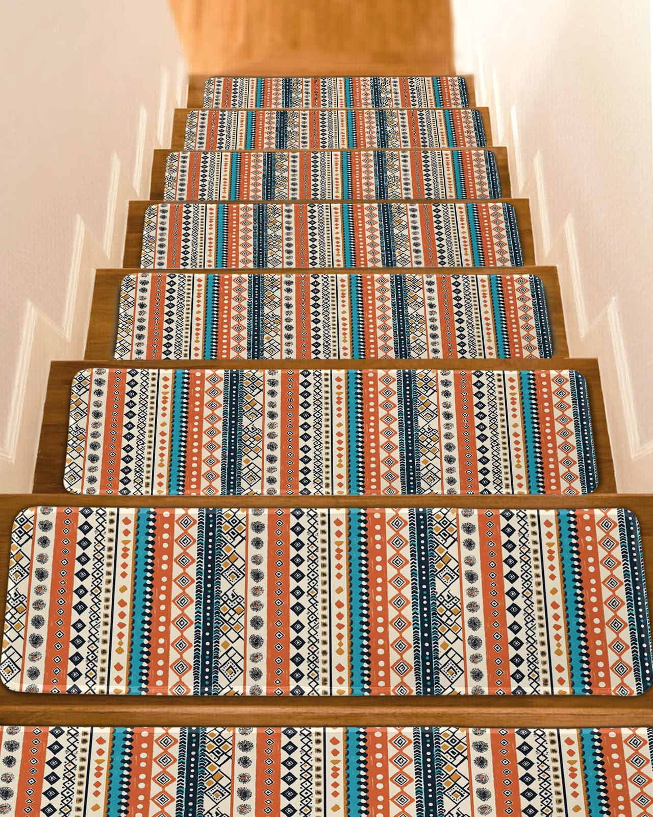 Bohemian Patterns Non-Slip Stair Treads for Wooden Steps Orange ...