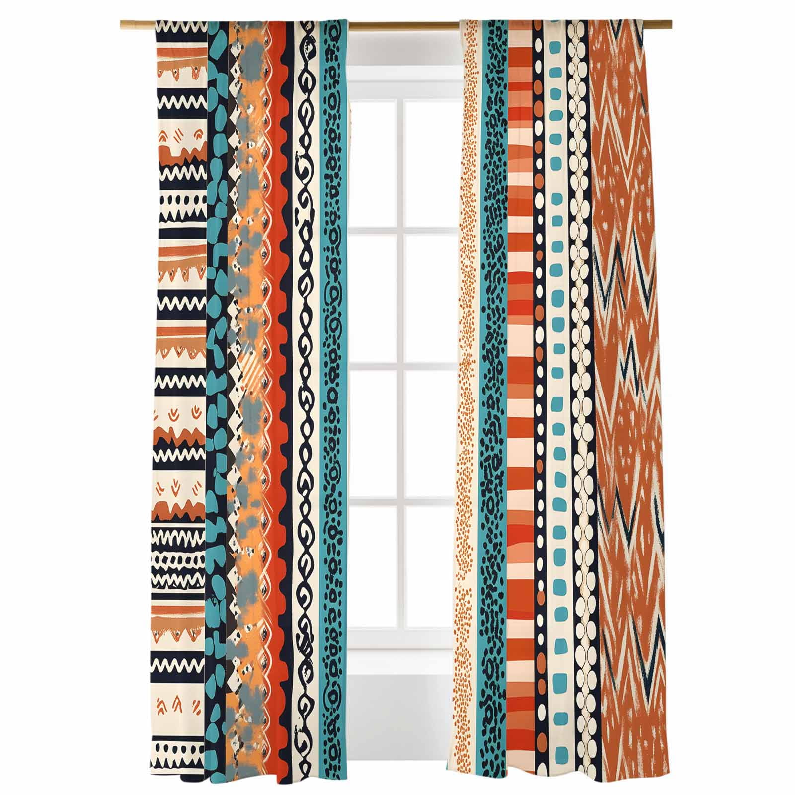 Bohemian Patterns Sheer Curtains 108 inches Long 2 Panels Set Retro ...