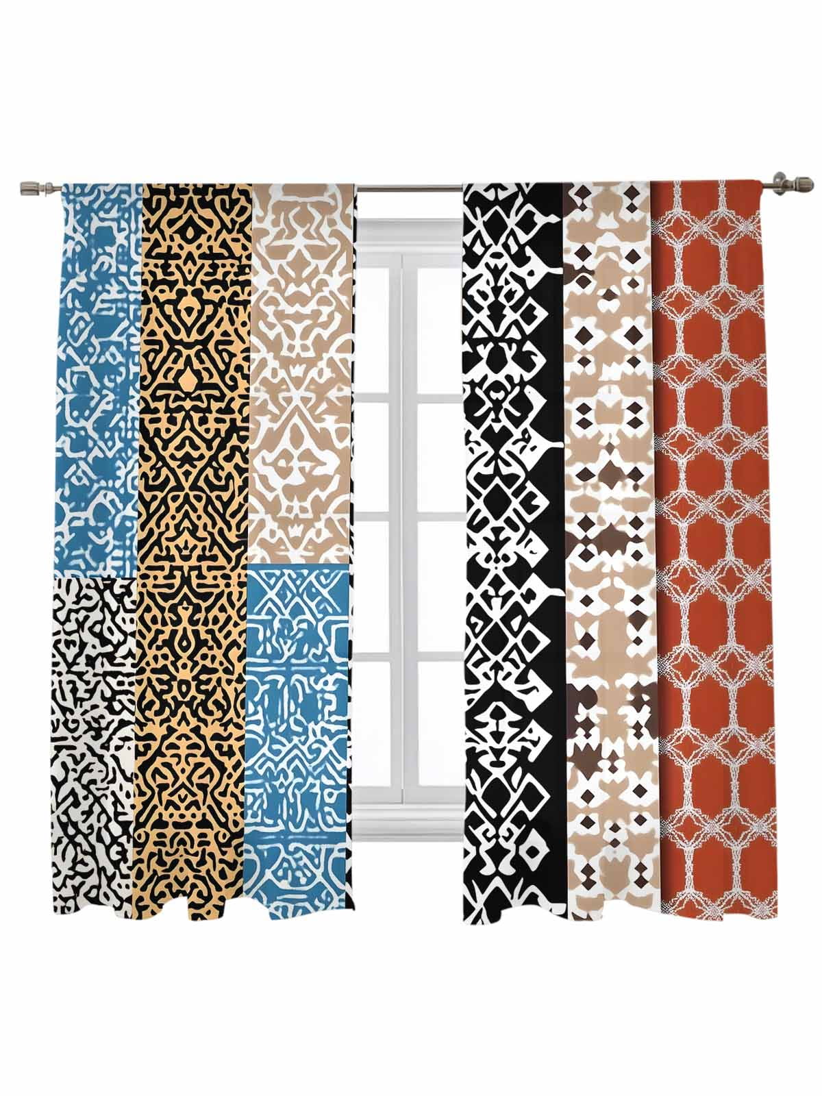 Bohemian Patterns Sheer Curtains 2 Panels Set Colored Seamless ...