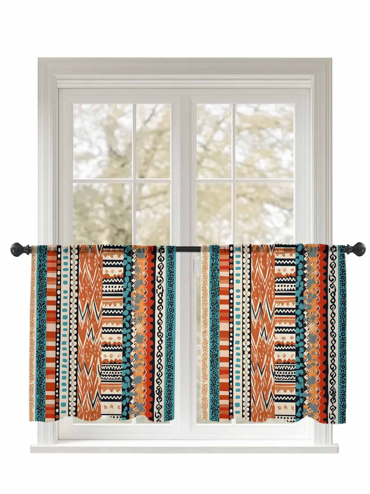 Bohemian Patterns Sheer Curtains 2 Panels Set Retro Seamless Stitching ...