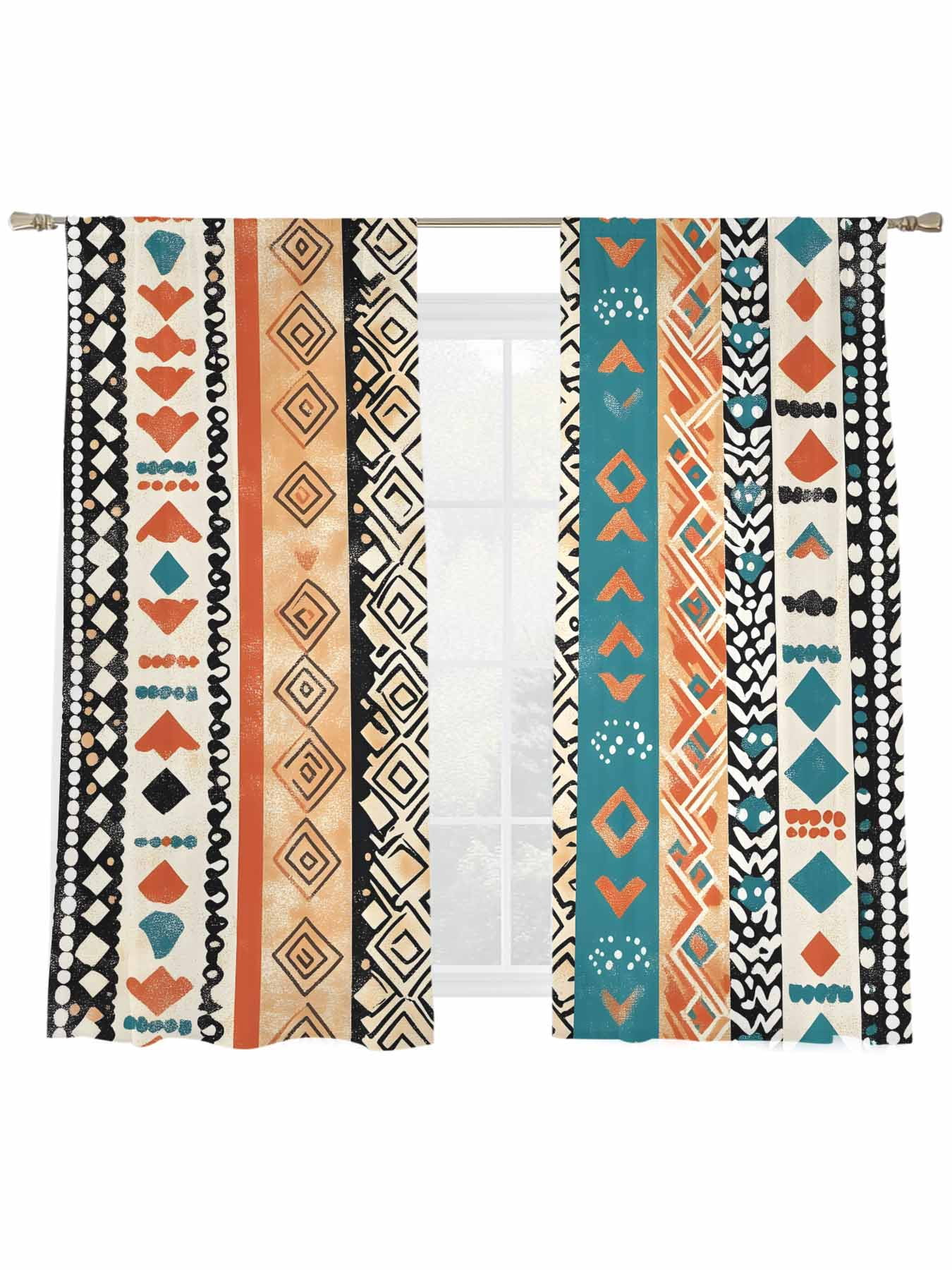 Bohemian Patterns Sheer Curtains 72 Inch Long 2 Panels, Coloed Seamless ...