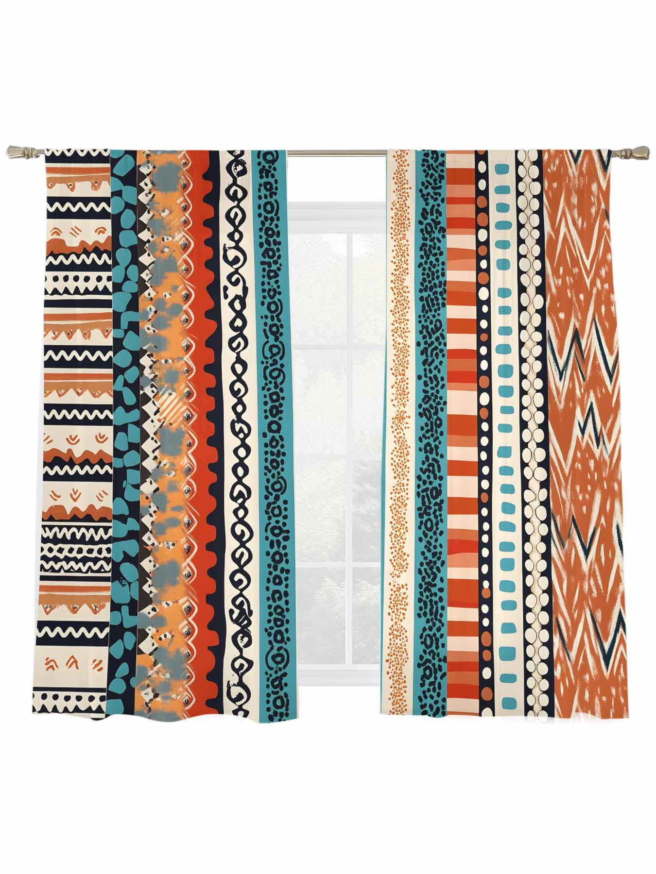 Bohemian Patterns Sheer Curtains for Living Room Bedroom, Retro ...