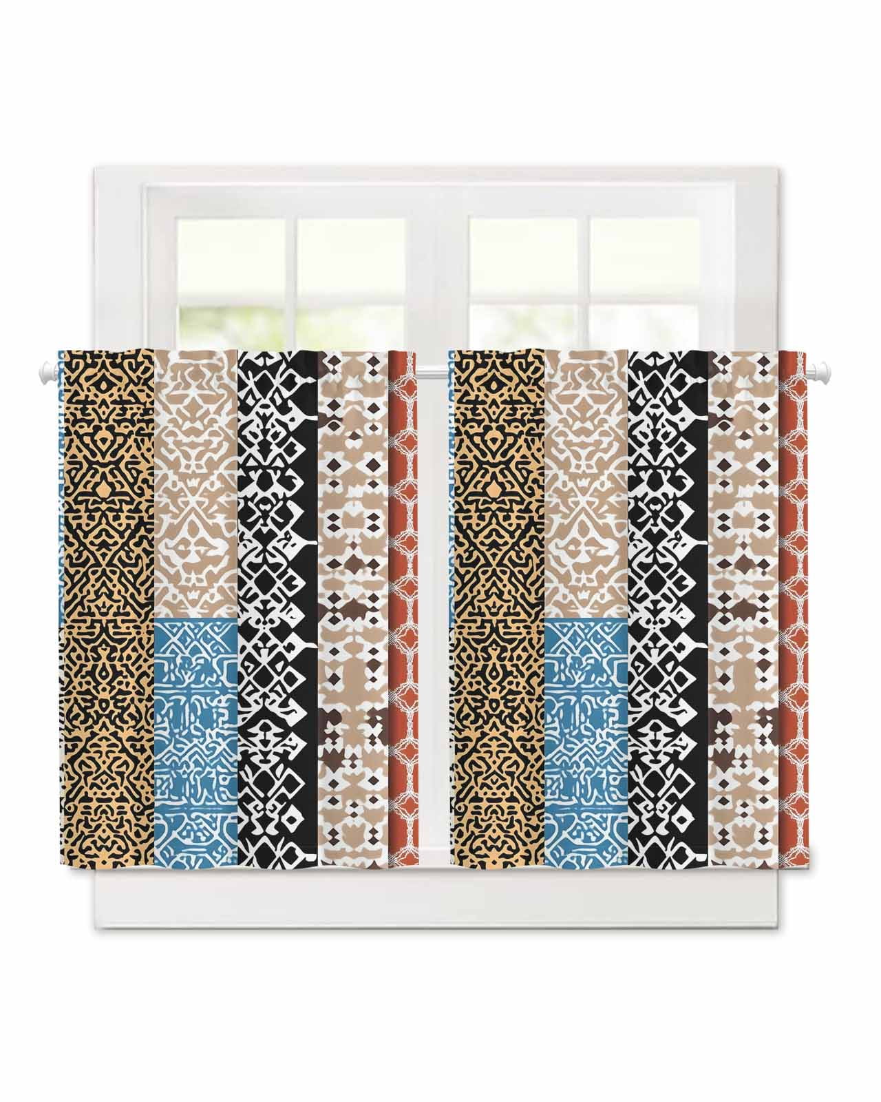 Bohemian Patterns Short Blackout Curtains 45 Inch Long Colored Seamless ...