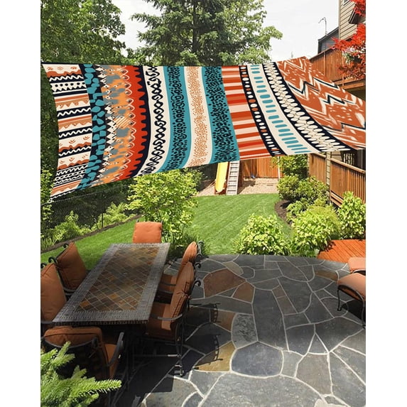 Bohemian Patterns Sun Shade Sail 6.5'X10' Retro Seamless Stitching UV ...