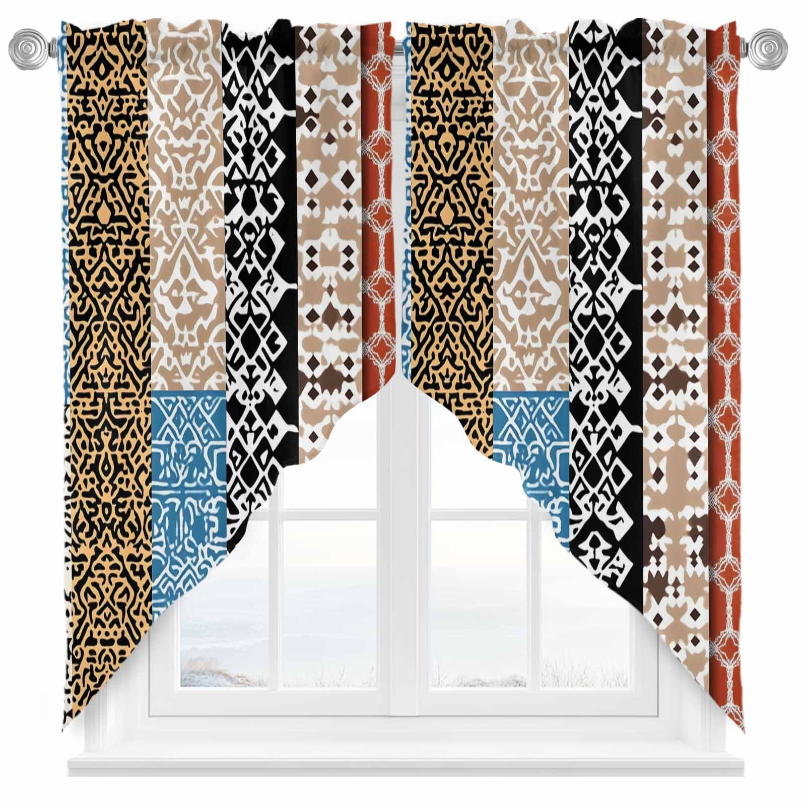 Bohemian Patterns Swag Valances for Windows 2 Pack Colored Seamless ...