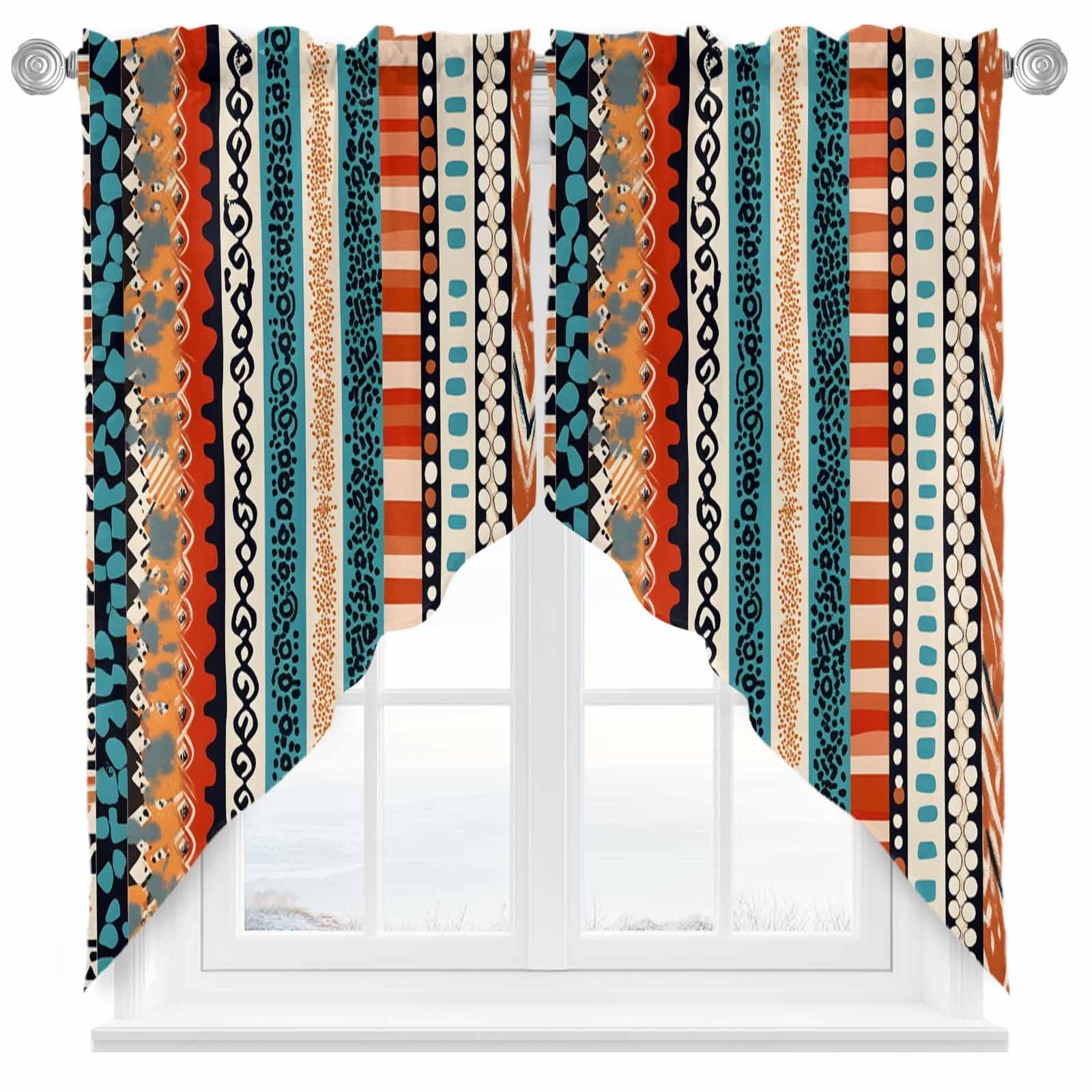 Bohemian Patterns Swag Valances for Windows 2 Pack Retro Seamless ...
