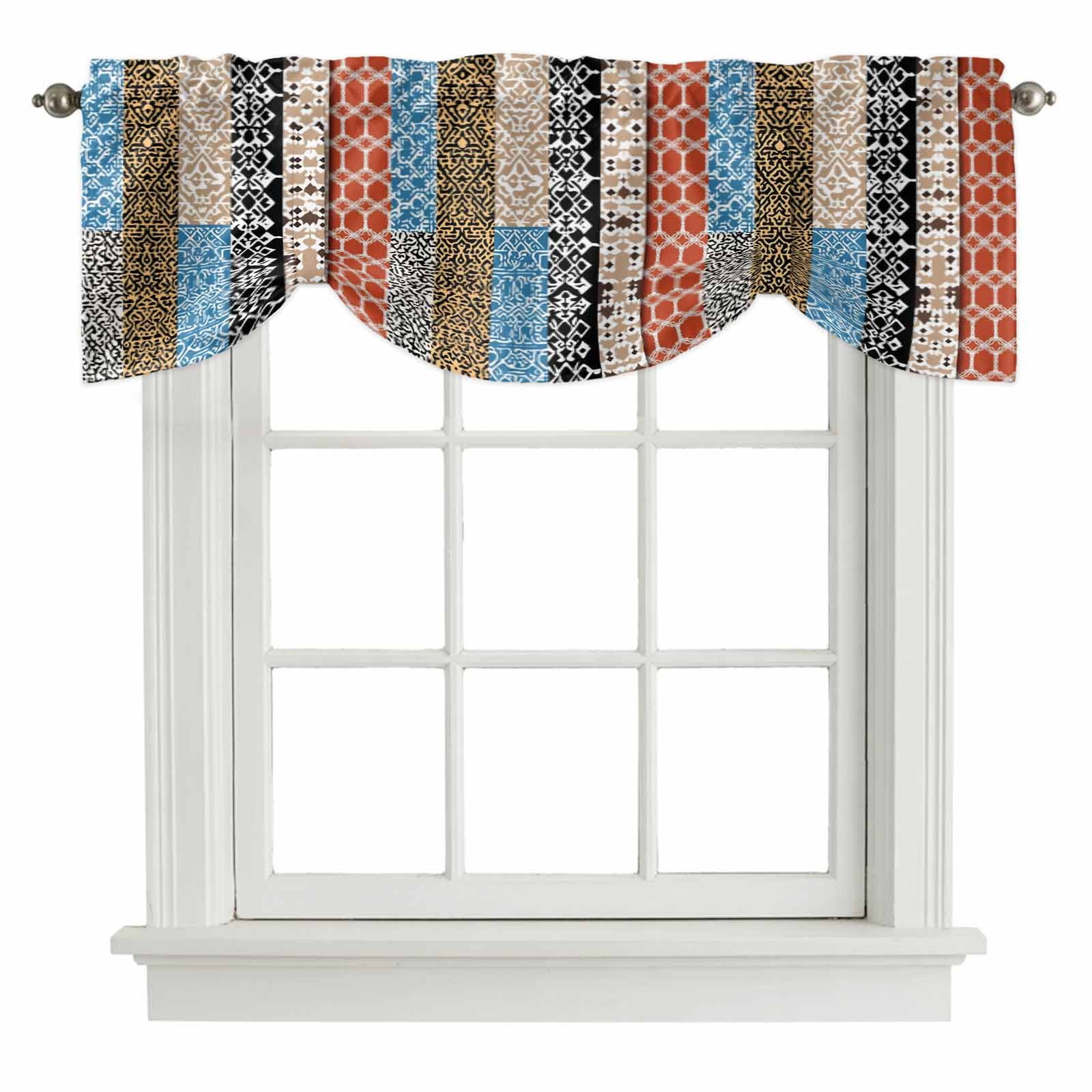 Bohemian Patterns Tie Up Valances Curtain, Colored Seamless Stitching ...
