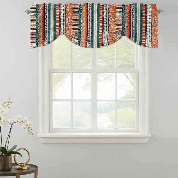 Bohemian Patterns Tie Up Valances Curtain, Retro Seamless Stitching ...