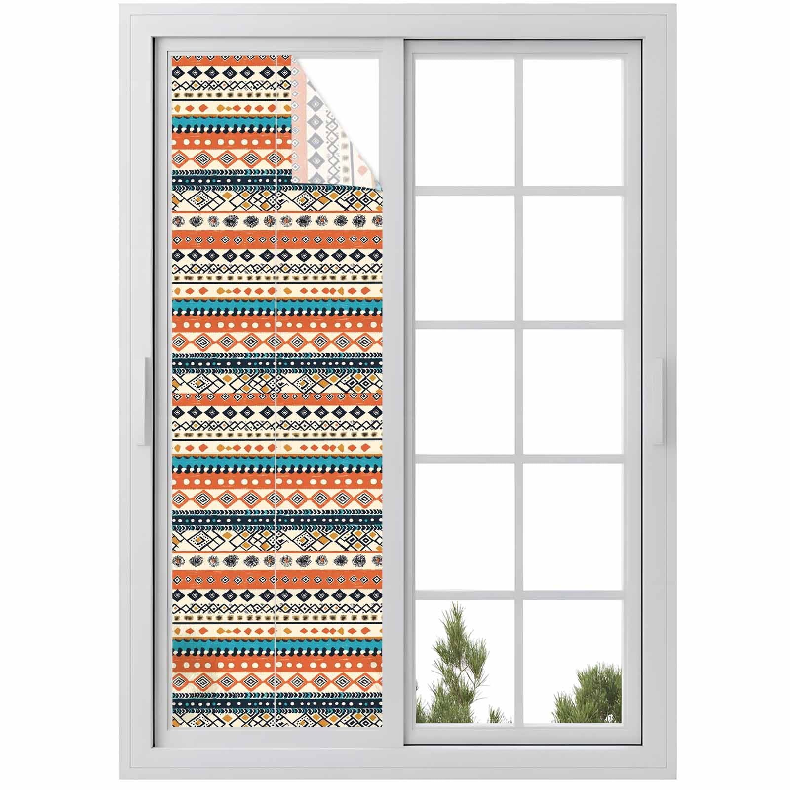 Bohemian Patterns Window Privacy Film Orange Seamless Stitching ...