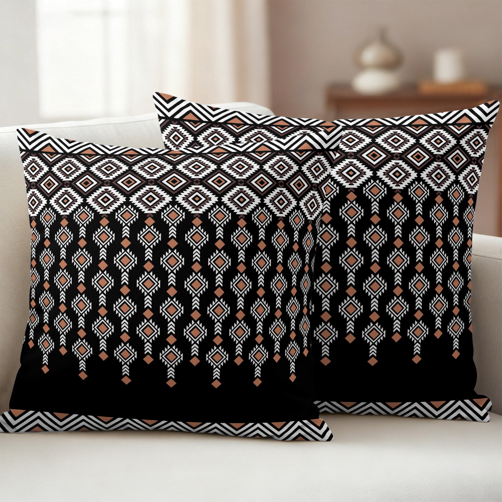 Bohemian Pillow Covers 2 Pack Vintage Western Ethnic Tribal Aztec ...