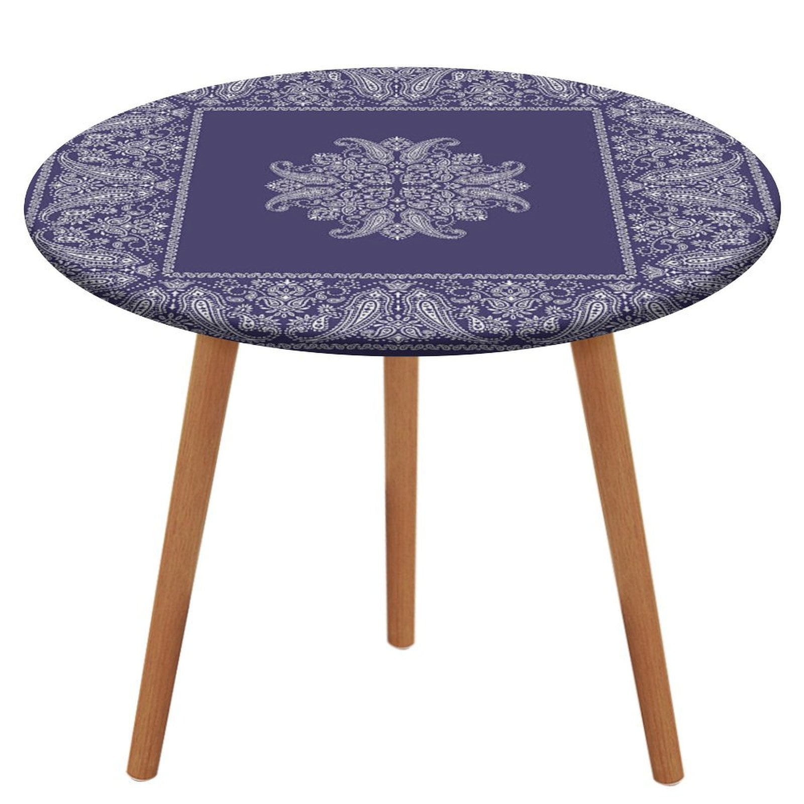 Bohemian Print Round Fitted Tablecloth Elastic Table Cover Waterproof ...
