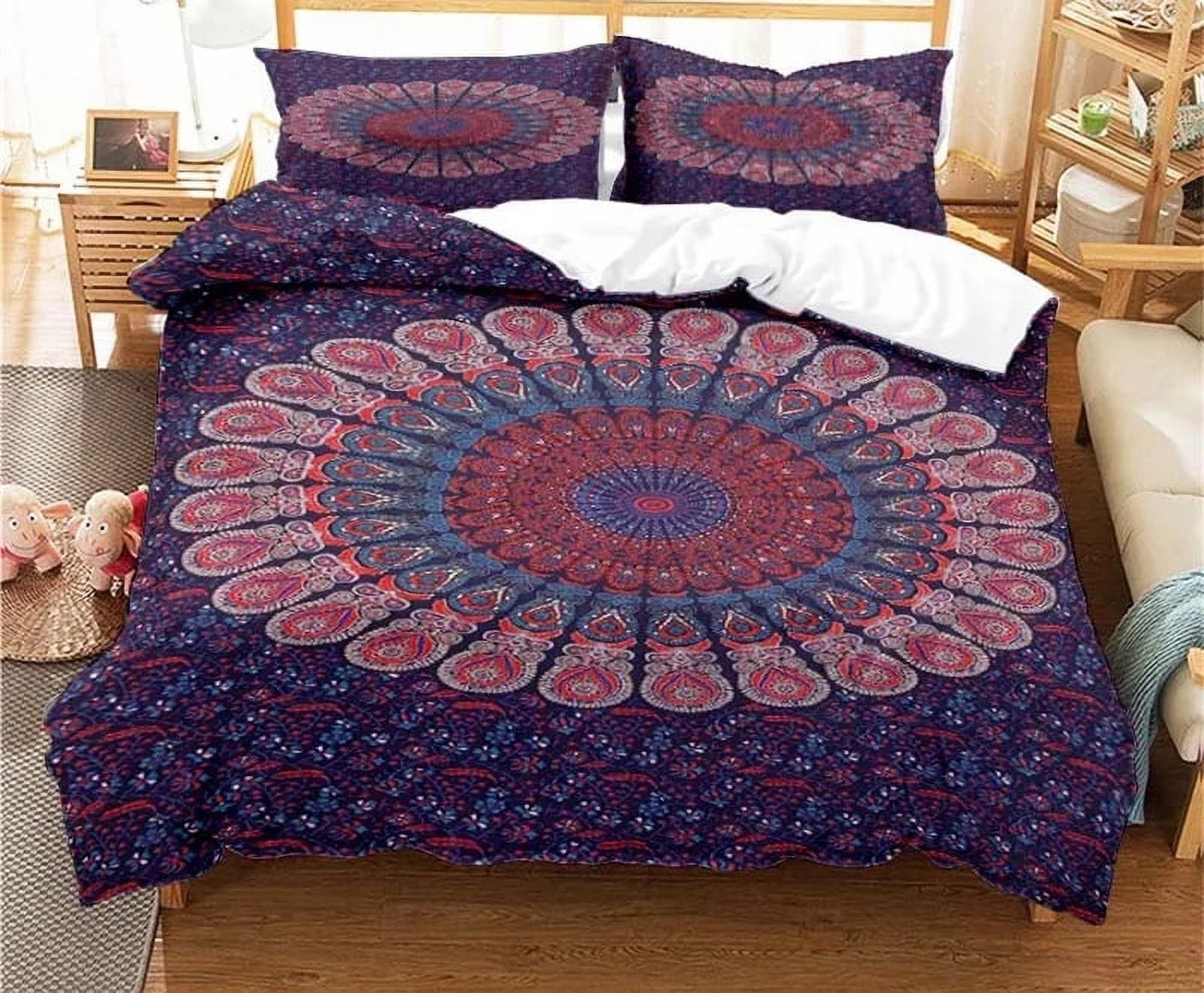 Bohemian Psychedelic Mandala Pattern Duvet Cover Set Bedding For Adult ...
