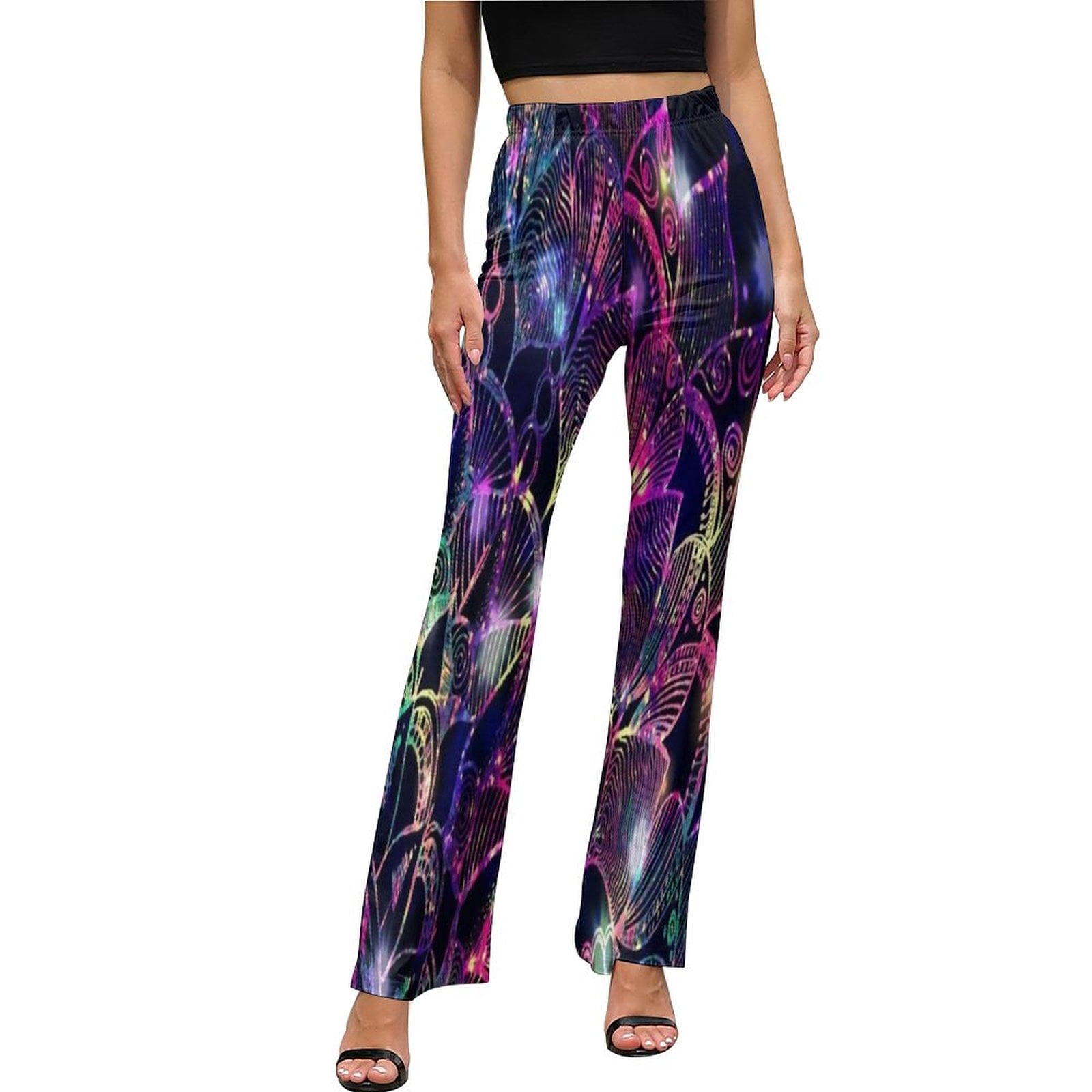 Bohemian Psychedelic Peacock Mandala High Waisted Casual Flared ...