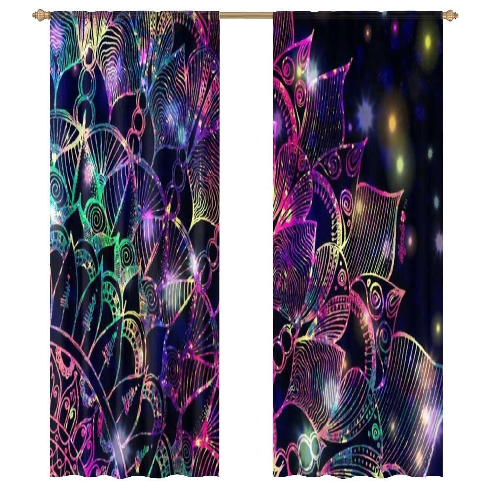 Bohemian Psychedelic Peacock Mandala Modern Tulle Window Curtains for ...