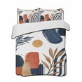 Bohemian Quilts Bedding Set Twin Size Abstract Brown Leaf Geometic Mid ...