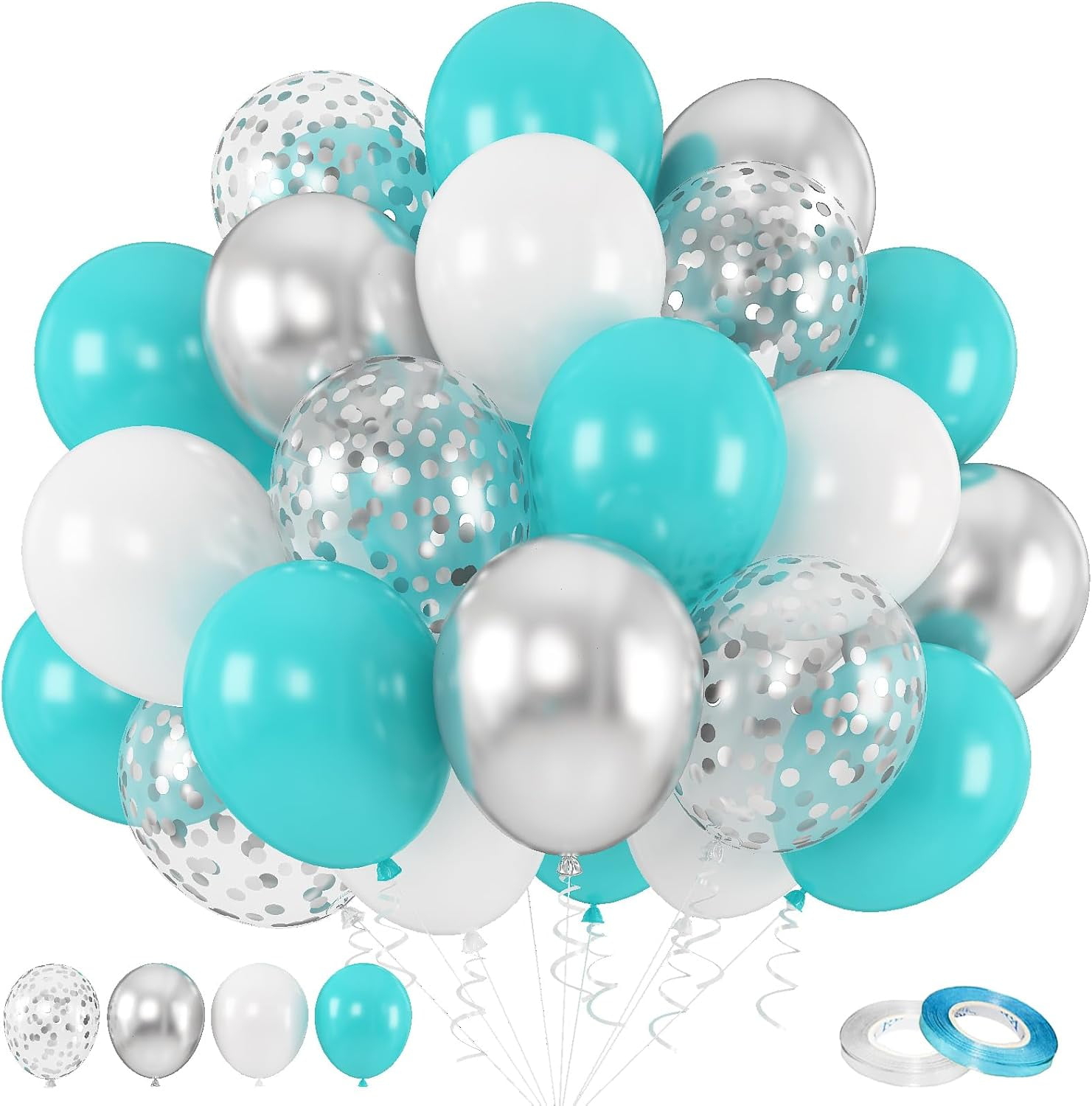 Bohemian Rainbow Balloons, 60 Dusty Blue Powder Blusher Pink Balloons ...