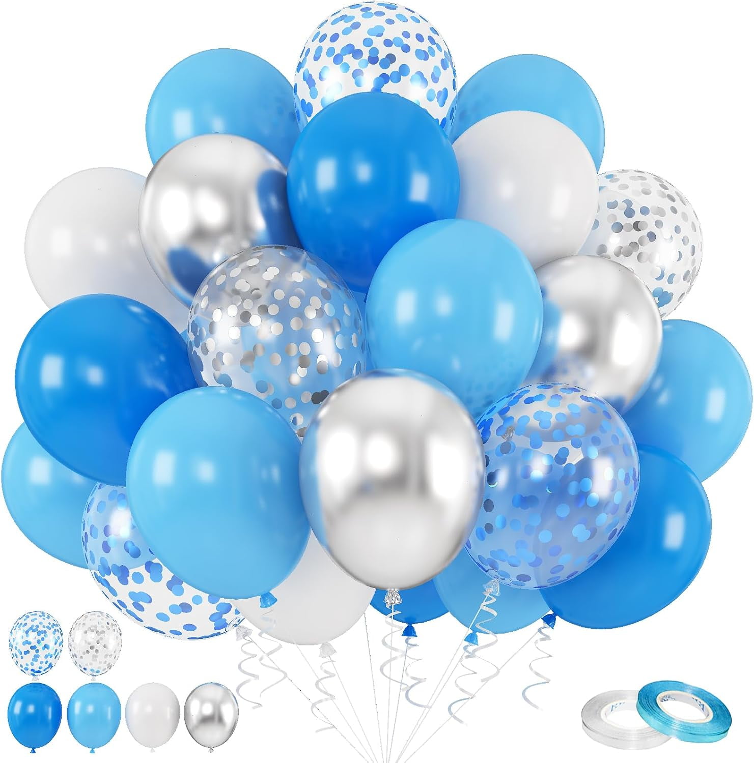 Bohemian Rainbow Balloons, 60 Dusty Blue Powder Blusher Pink Balloons ...