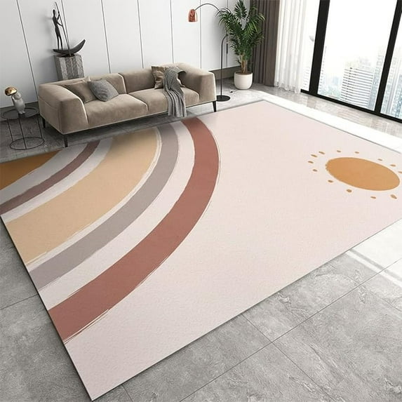 Bohemian Rainbow Stripes Area Rug, Abstract Sun Indoor Non Slip Kids ...