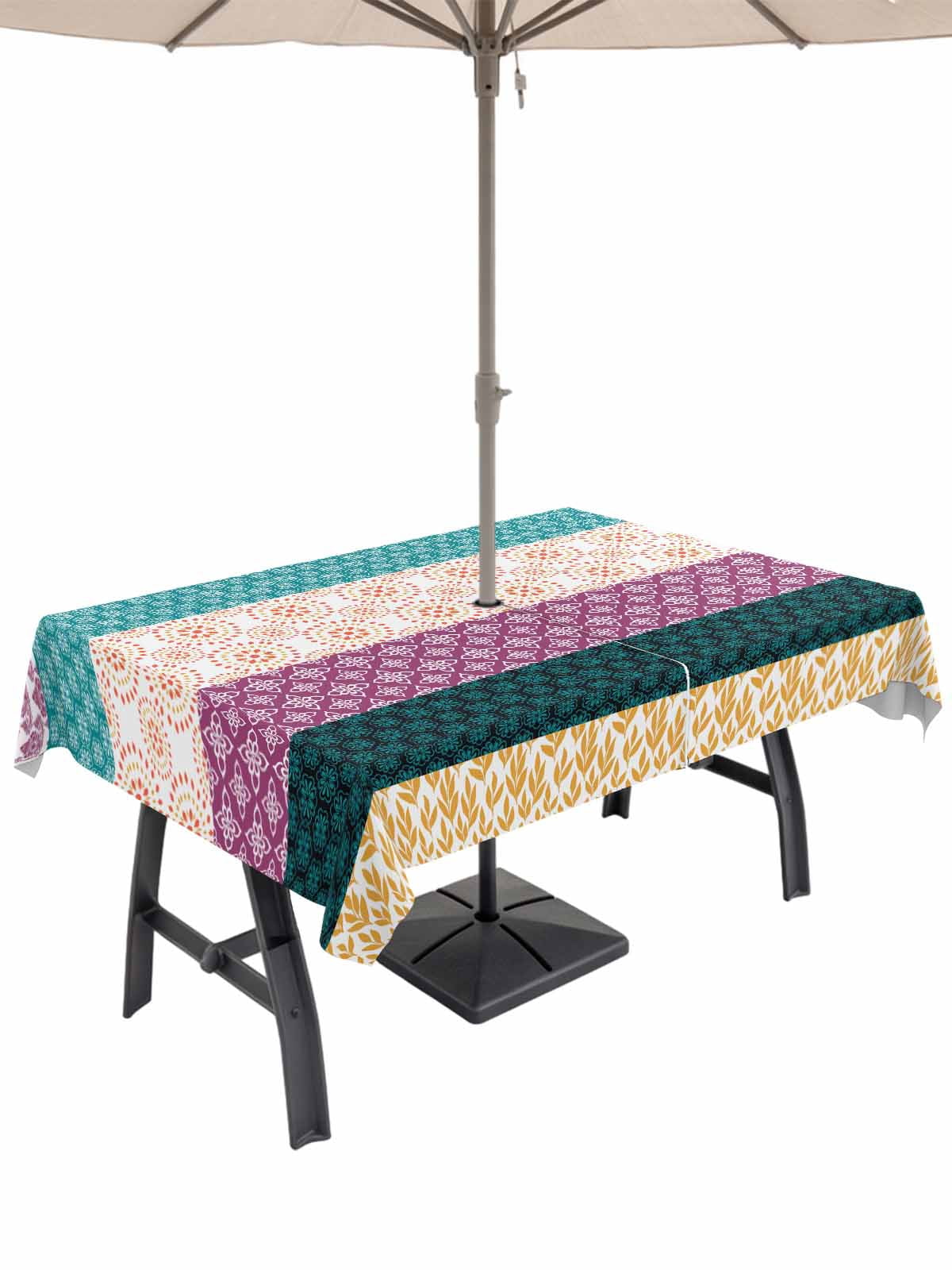 Bohemian Rectangle Outdoor Tablecloth with Umbrella Hole Tribal ...