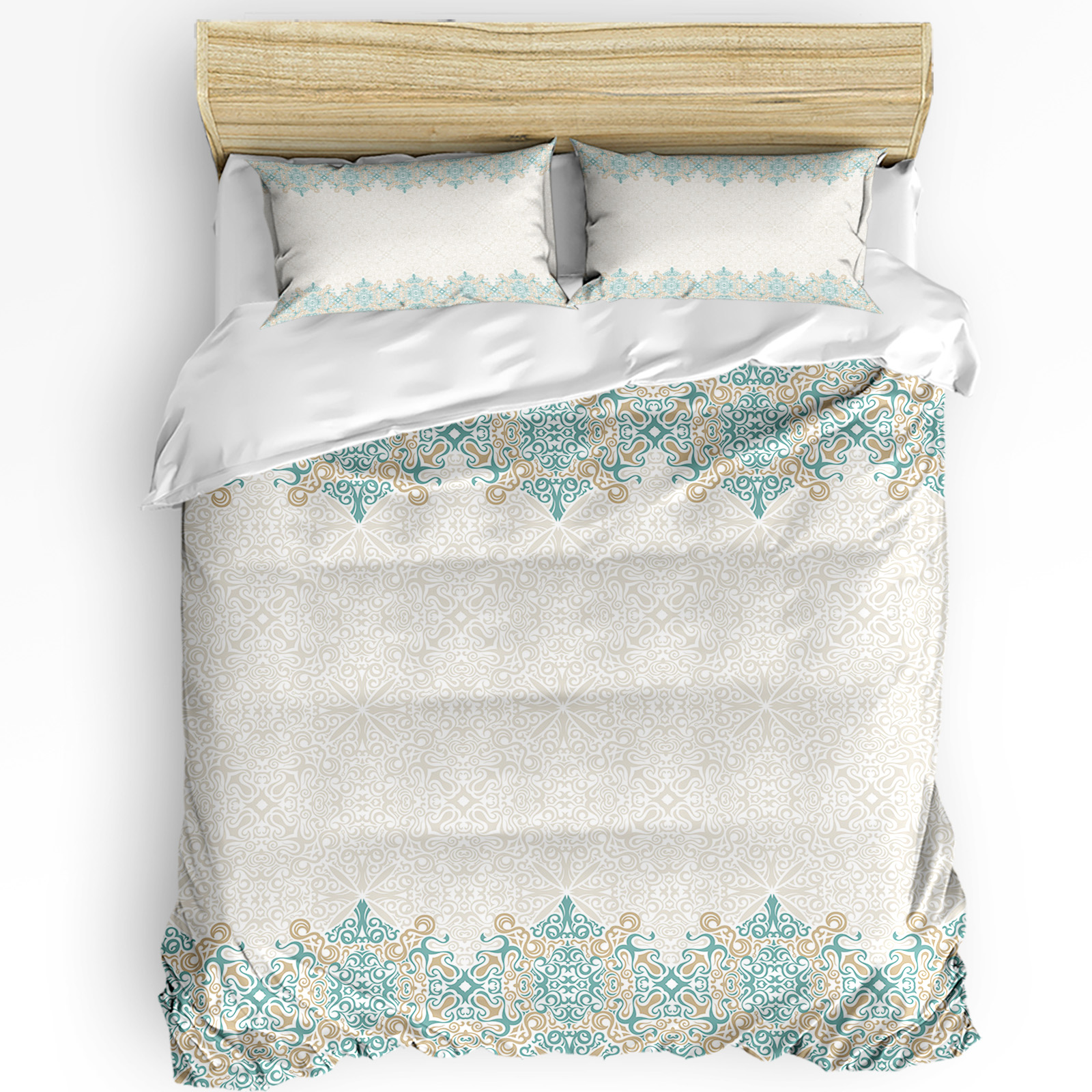 Bohemian Retro Ethnic Green 3pcs Duvet Cover Set with Pillow Case ...