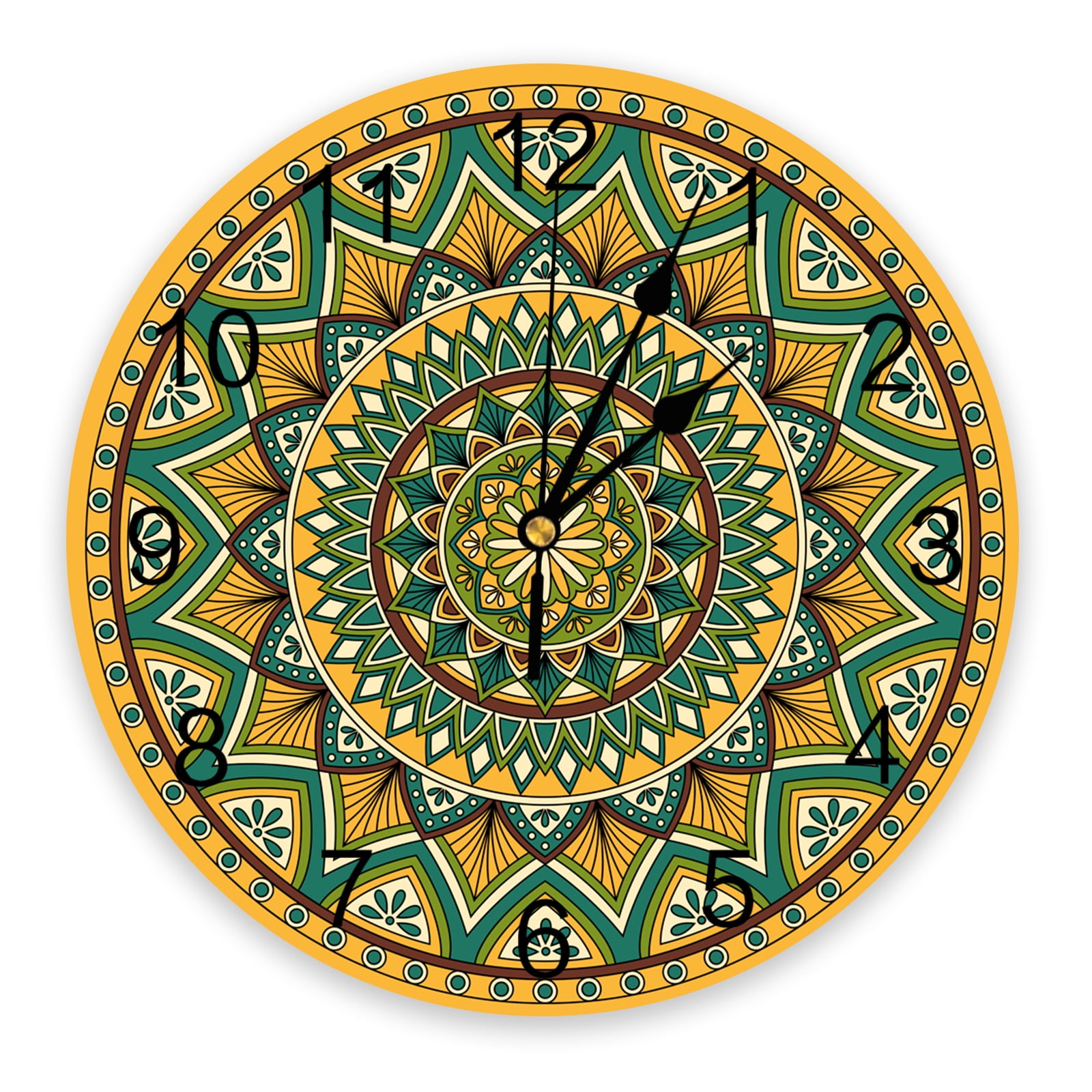 Bohemian Retro Ethnic Round Wall Clock Creative Home r Living Room ...