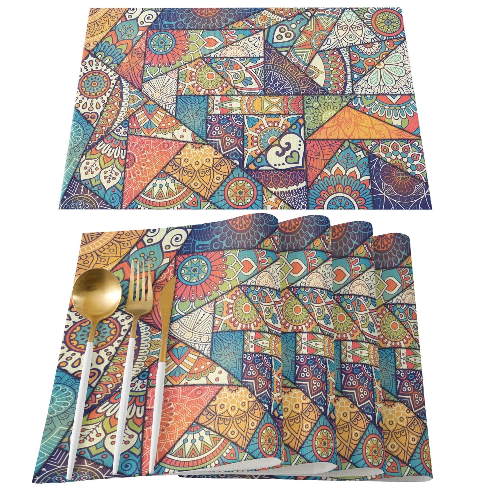 Bohemian Retro Ethnic Style Table Pad Mats for Dining Table Home ...