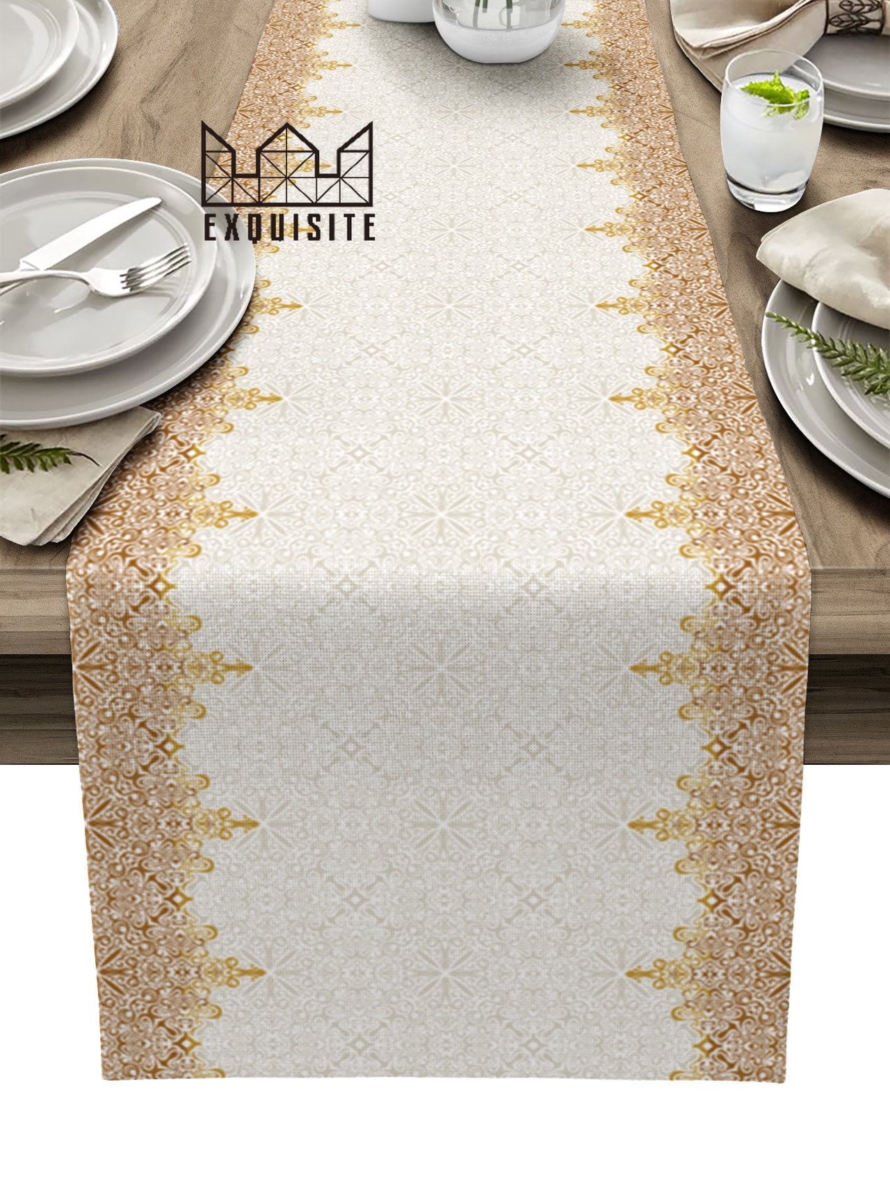 Bohemian Retro Ethnic Yellow Table Runner Wedding Holiday Party Dining ...