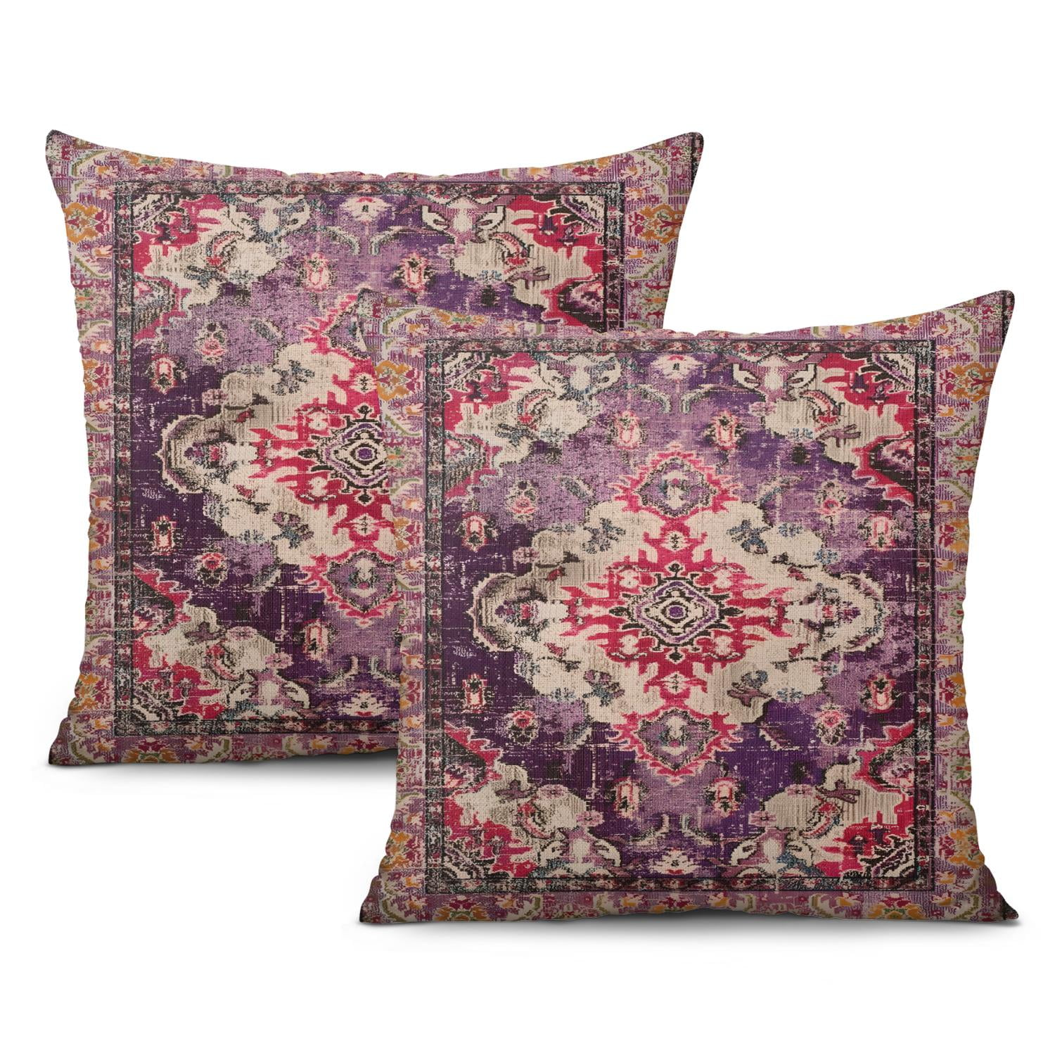 Bohemian Retro Floral Mandala Compass Medallion Throw Pillows - Set of ...