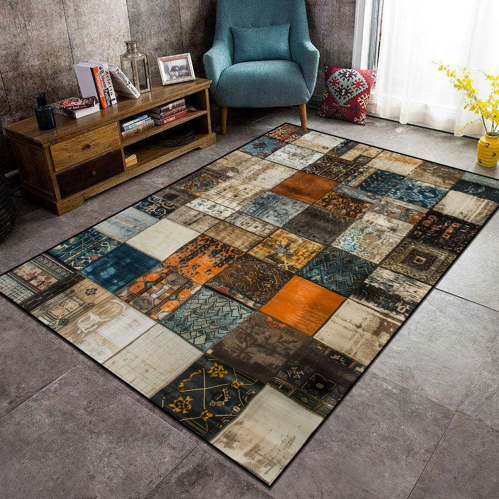 Bohemian Retro Living Room Carpets BOHO Abstract Home Large Rug Hallway ...