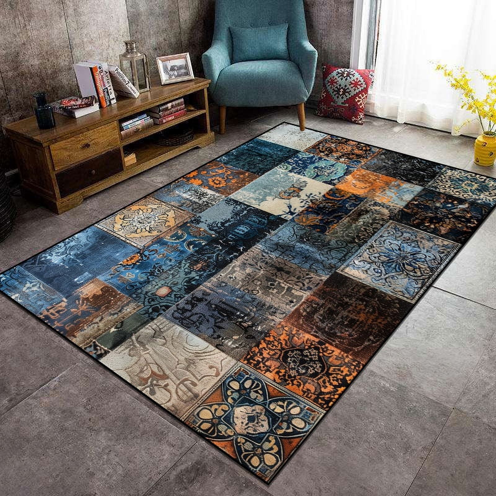 Bohemian Retro Living Room Carpets BOHO Abstract Home Large Rug Hallway ...